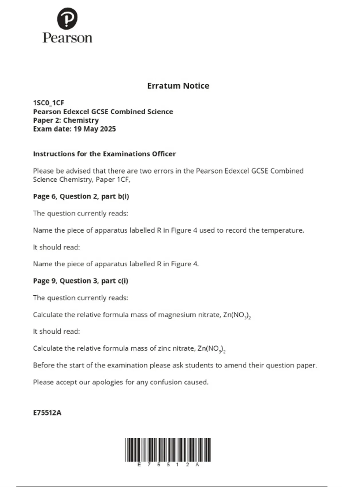 BUNDLE-::2025 Pearson Edexcel Level 1/Level 2 GCSE (9–1) Chemistry ...