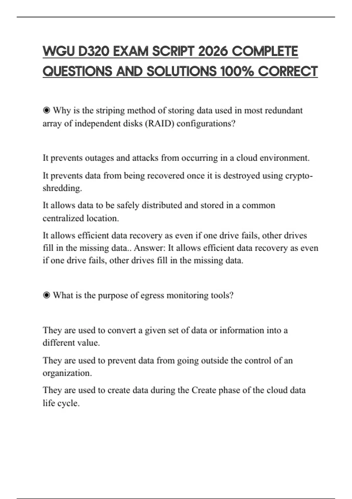 WGU D320 EXAM SCRIPT 2026 COMPLETE QUESTIONS AND SOLUTIONS 100% CORRECT ...