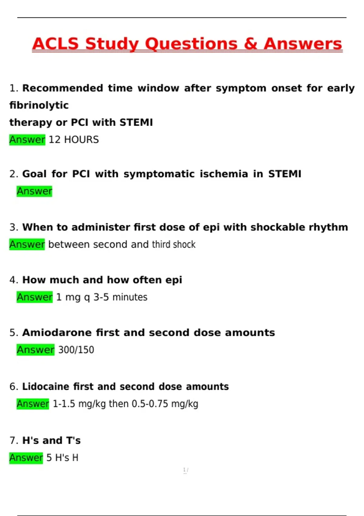 ACLS Exam/Test (Latest 2025 / 2026 ) Actual Questions and Answers 100% ...