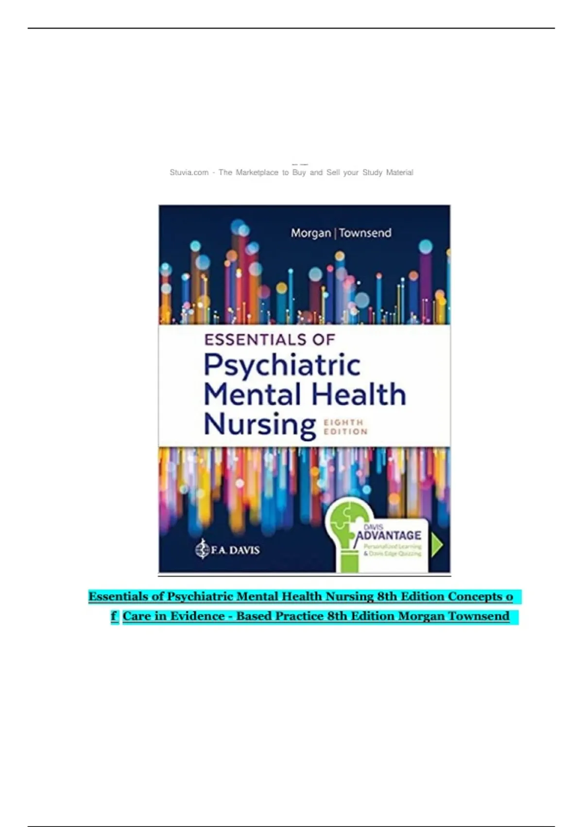 Test Bank for Essentials of Psychiatric Mental Health Nursing 8th ...