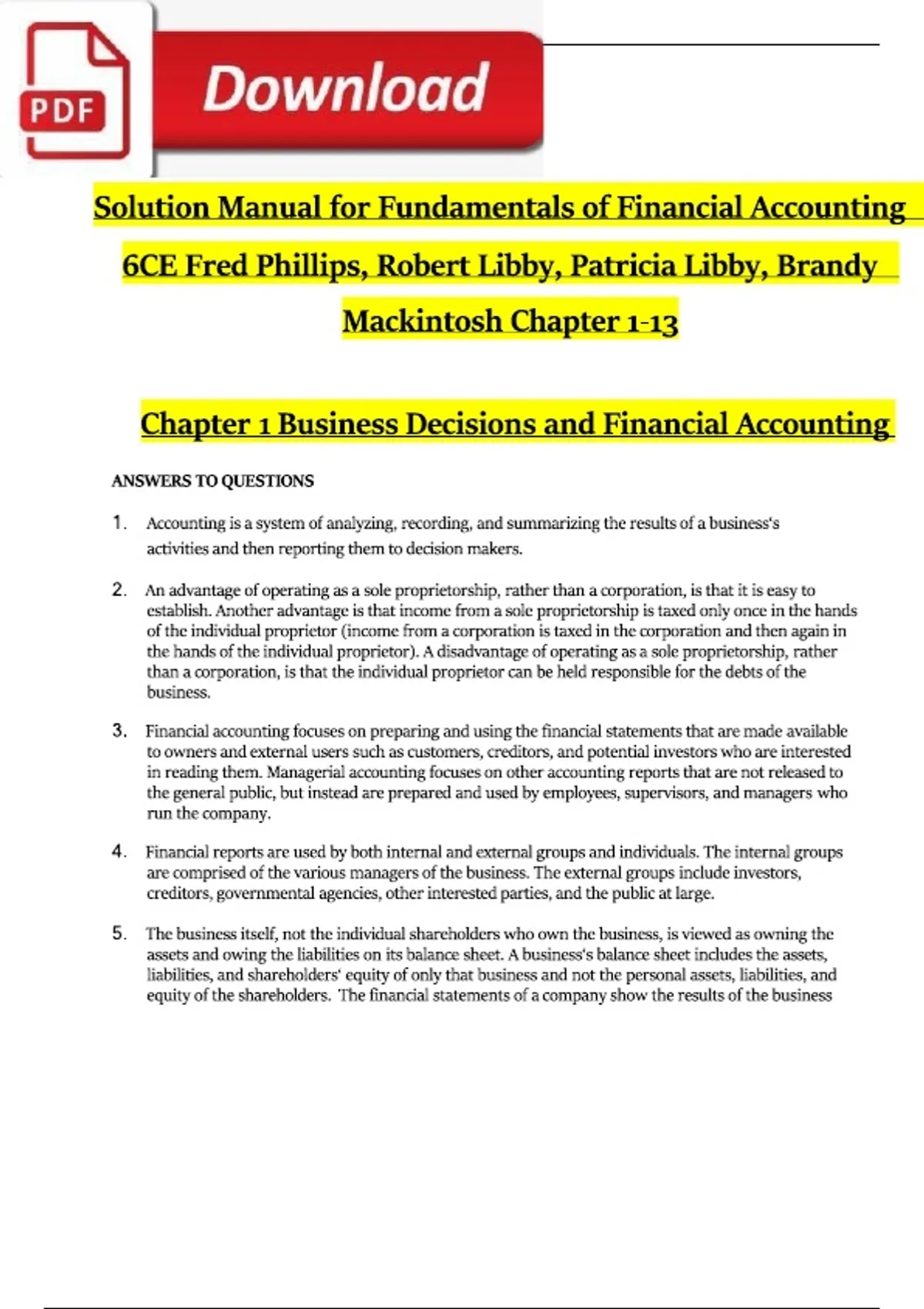 Solution Manual for Fundamentals of Financial Accounting – Fred ...