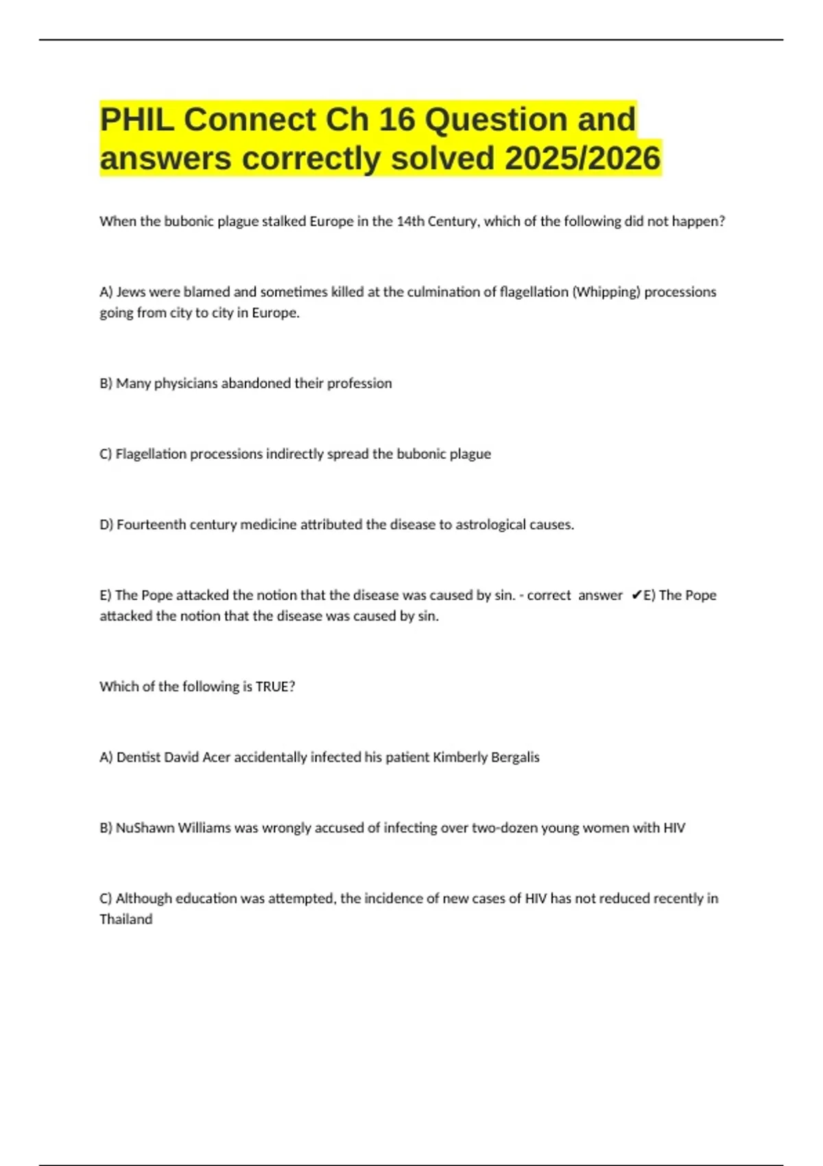 PHIL Connect Ch 16 Question and answers correctly solved 2025/2026 ...