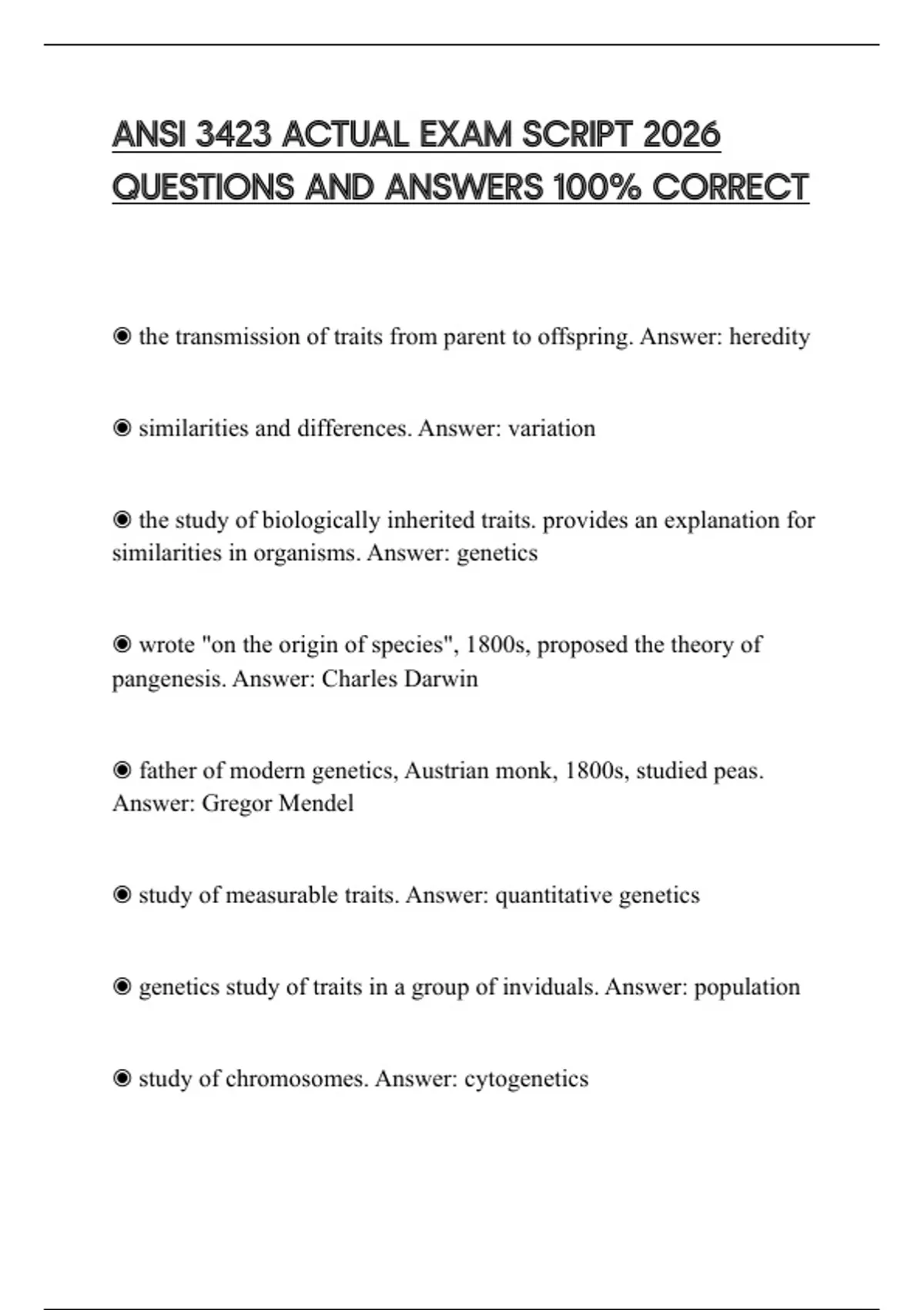 ANSI 3423 ACTUAL EXAM SCRIPT 2026 QUESTIONS AND ANSWERS 100% CORRECT ...