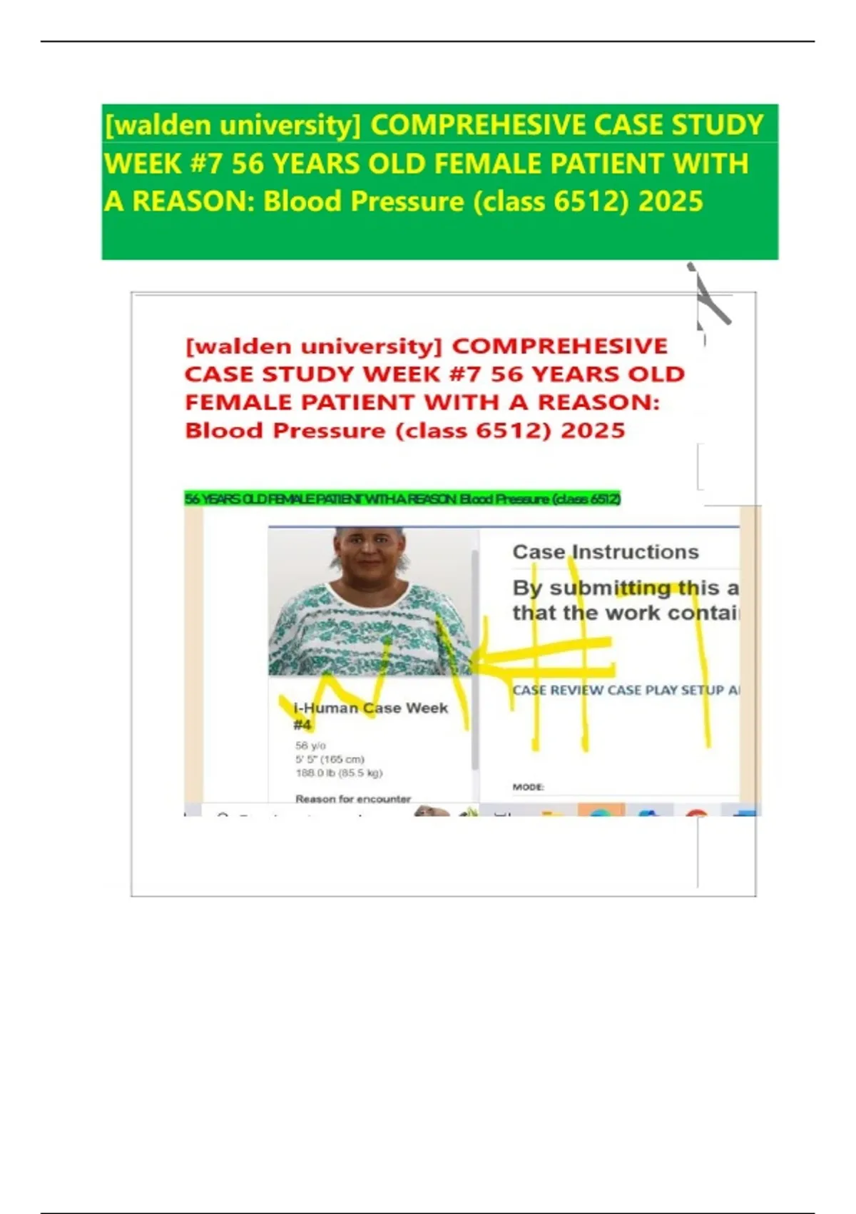 Walden University Comprehesive Case Study Week 7 56 Years Old Female