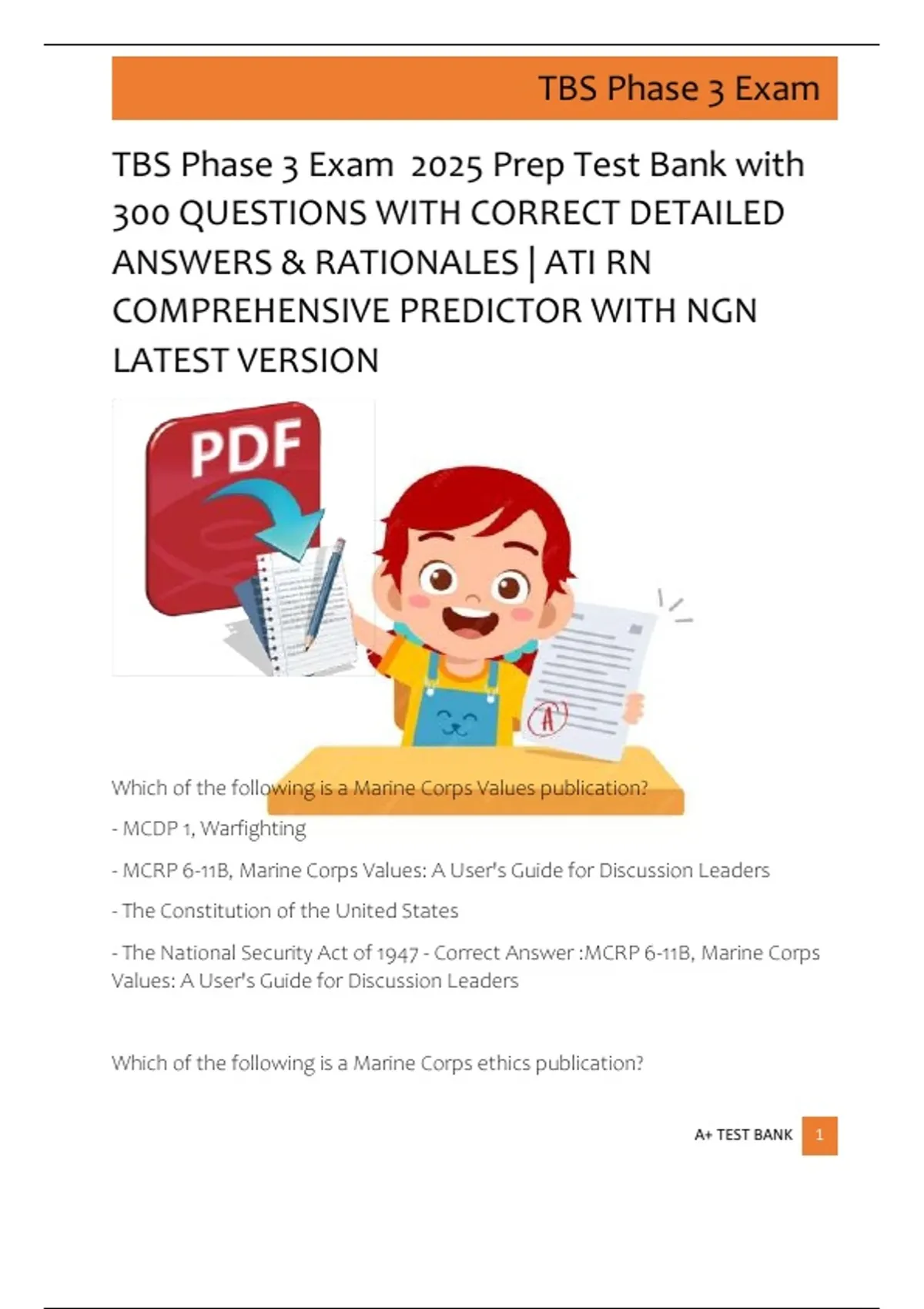 TBS Phase 3 Exam 2025 Prep Test Bank with 300 QUESTIONS WITH CORRECT ...