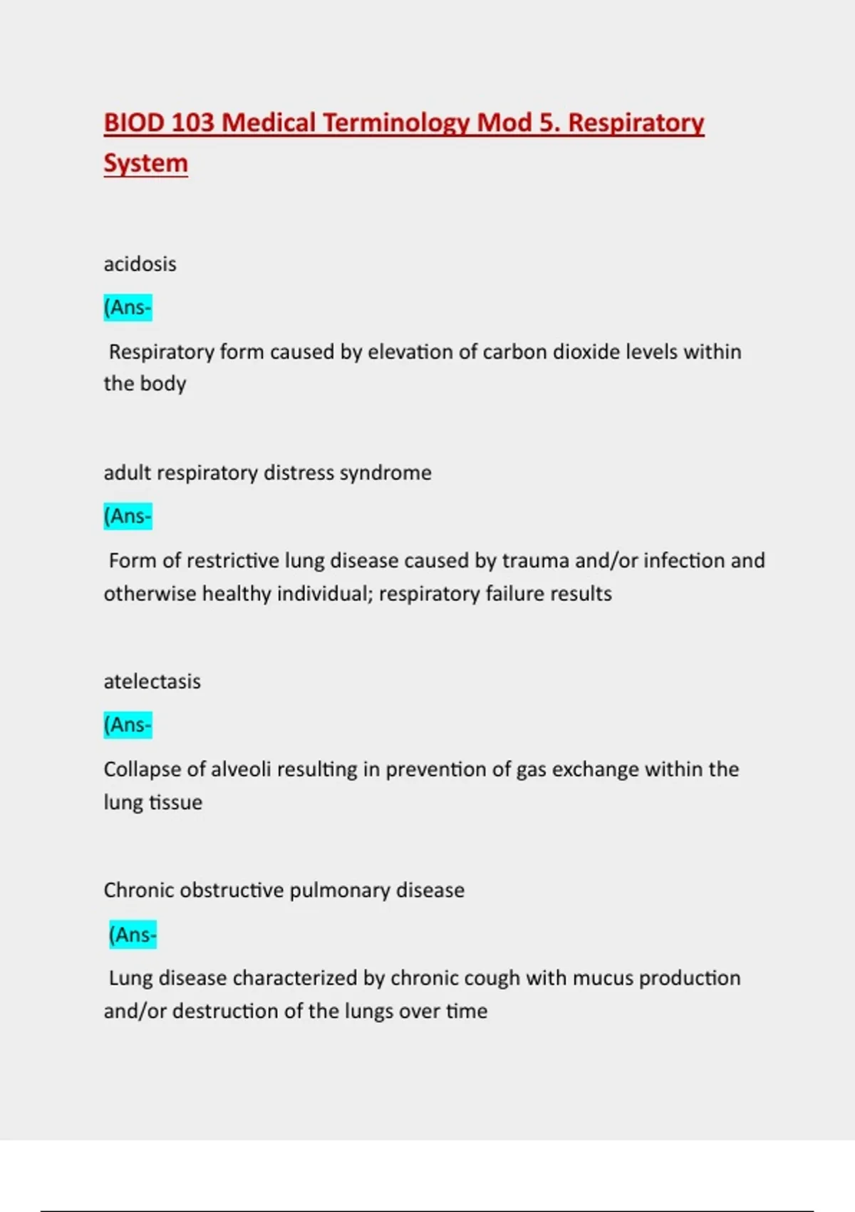 BIOD 103 Medical Terminology|BIOD 103 Medical Terminology Exam 1:BIOD ...