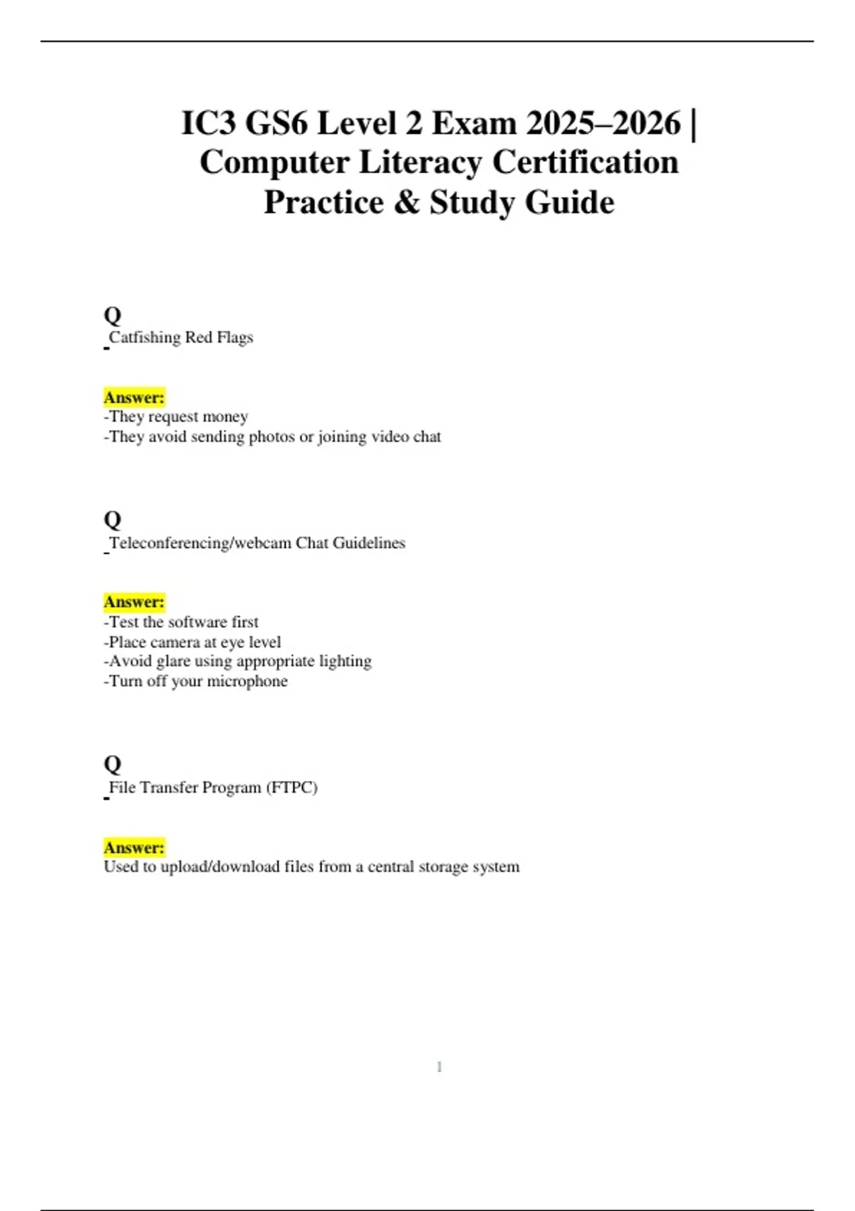 IC3 GS6 Level 2 Exam 2025–2026 with this comprehensive computer ...