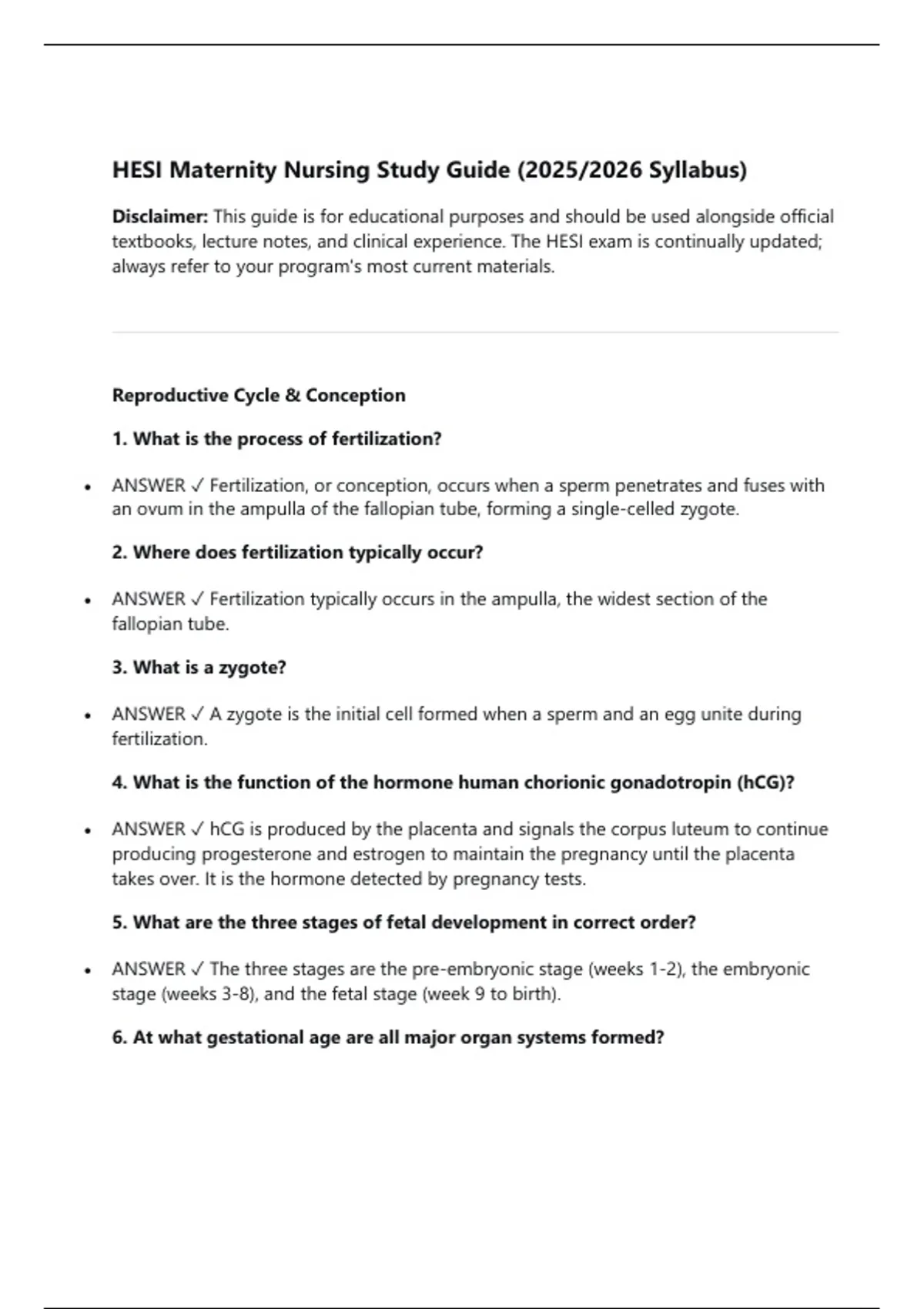 HESI Maternity Nursing Study Guide (2025/2026 Syllabus) - HESI ...