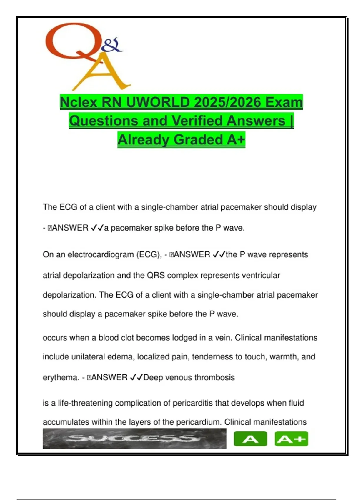 NCLEX-RN Exam Prep | 180 Questions & Answers | UWorld 2025/2026 ...
