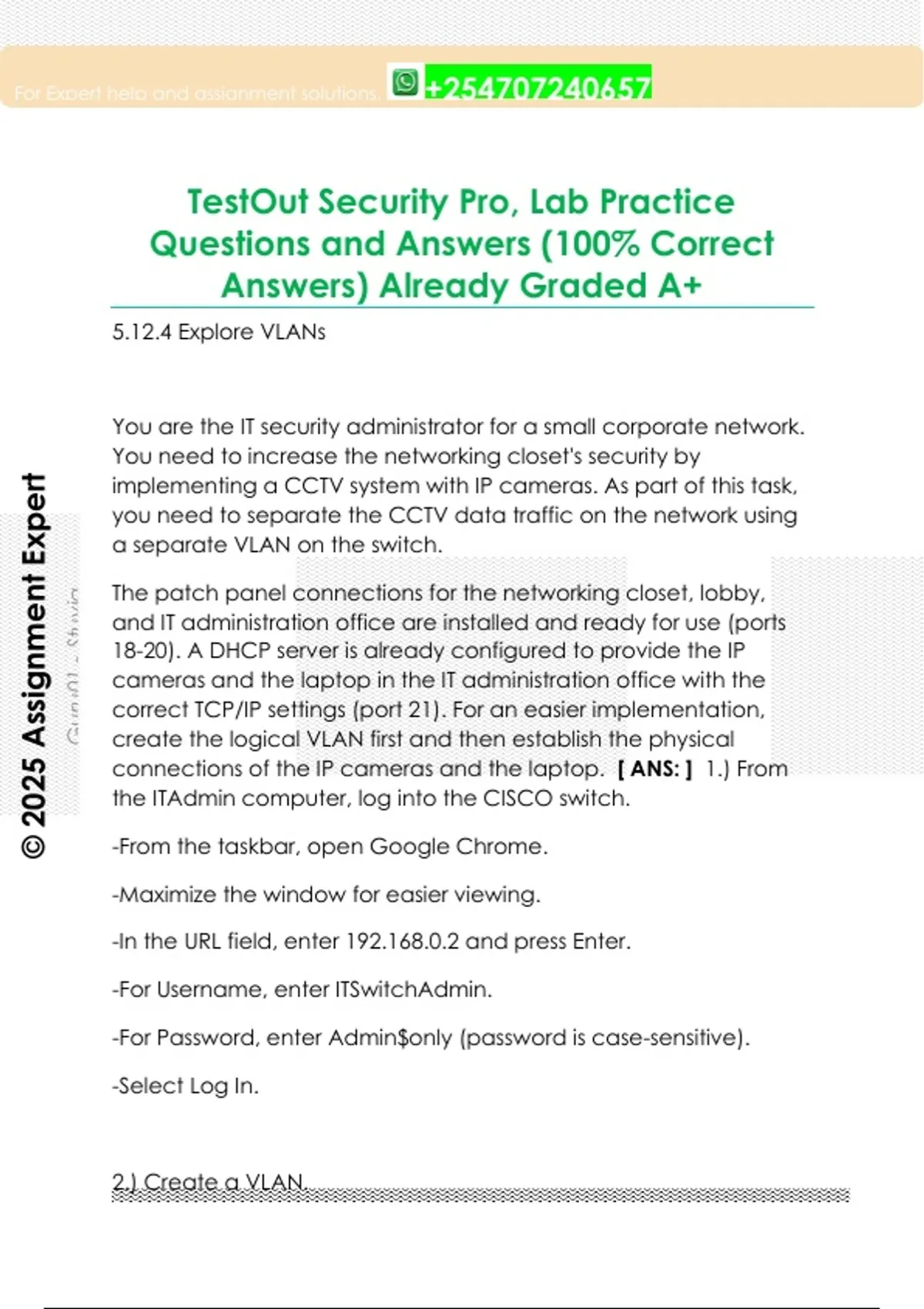 TestOut Security Pro, Lab Practice Questions and Answers (100% Correct ...