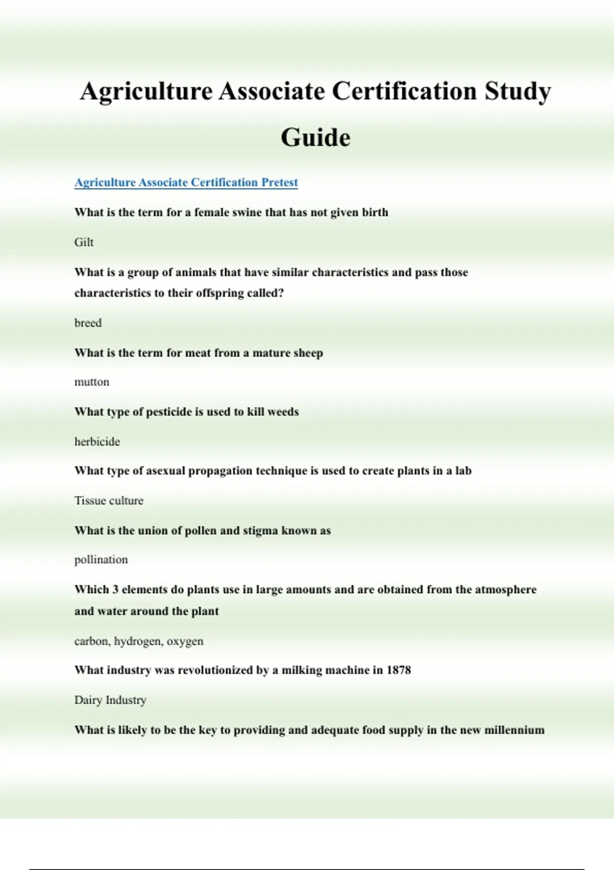 Agriculture Associate Certification – Complete Exam Pack (100% Syllabus ...