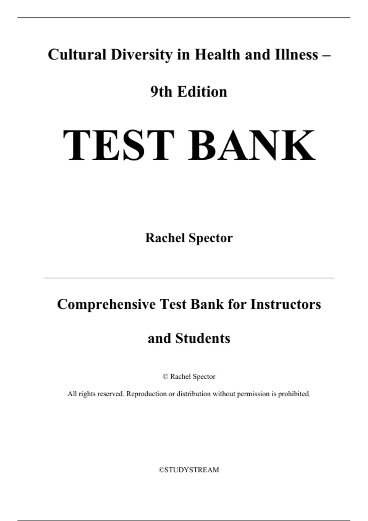 Test Bank For Cultural Diversity in Health and Illness 9th Edition By ...