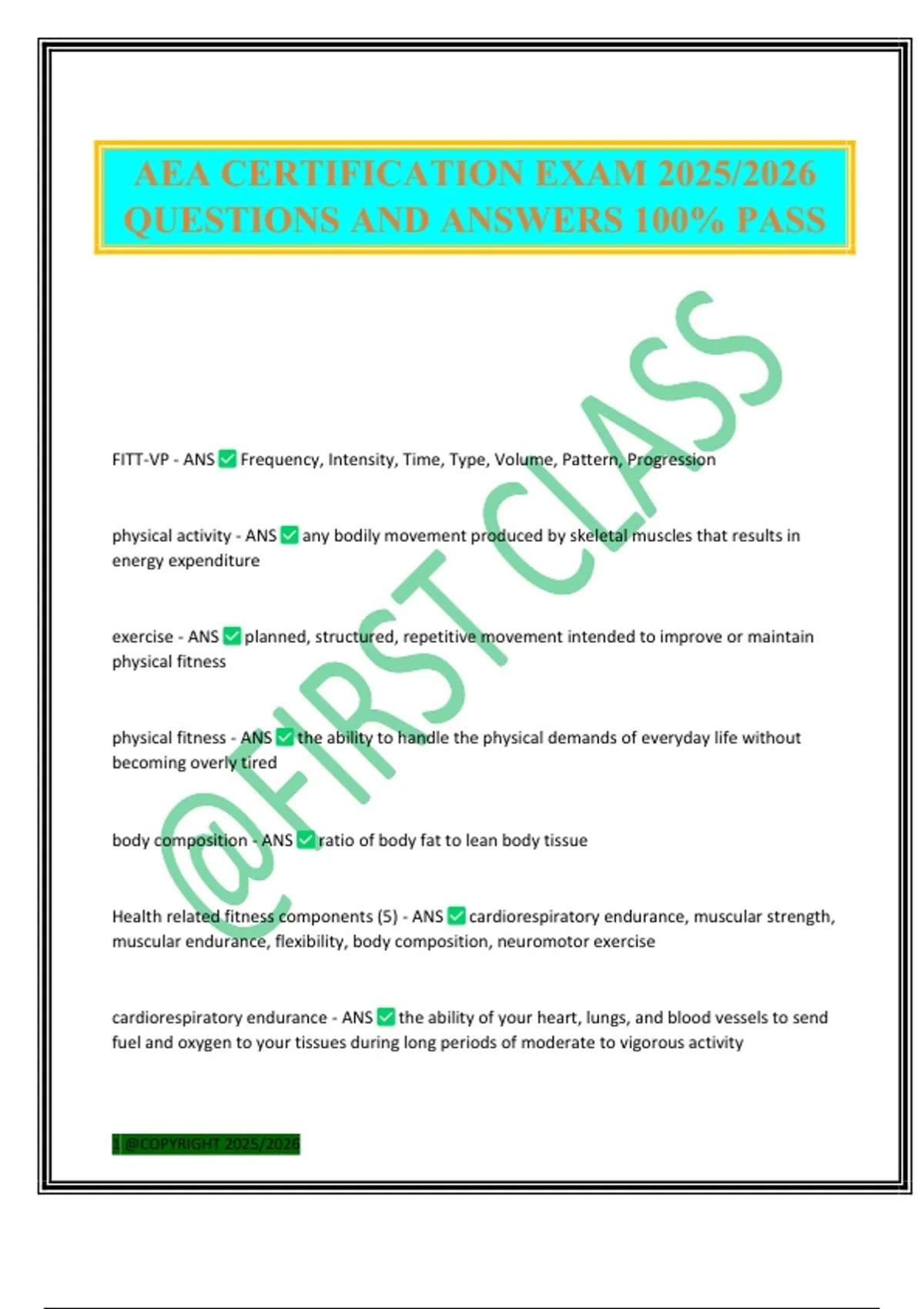 AEA CERTIFICATION EXAM 2025/2026 QUESTIONS AND ANSWERS 100% PASS - AEA ...