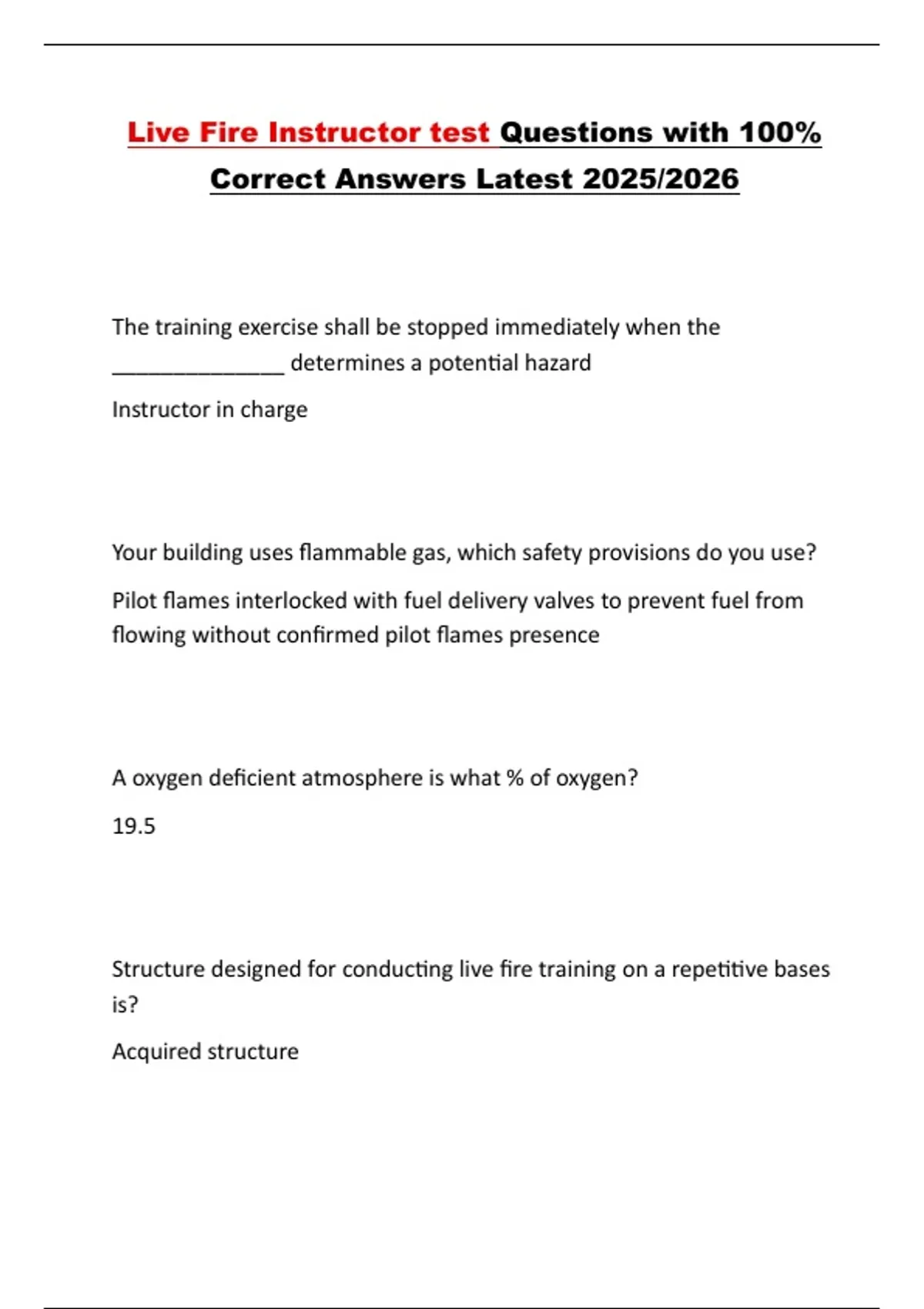 Live Fire Instructor Test 2025/2026 – Complete Questions and Verified ...