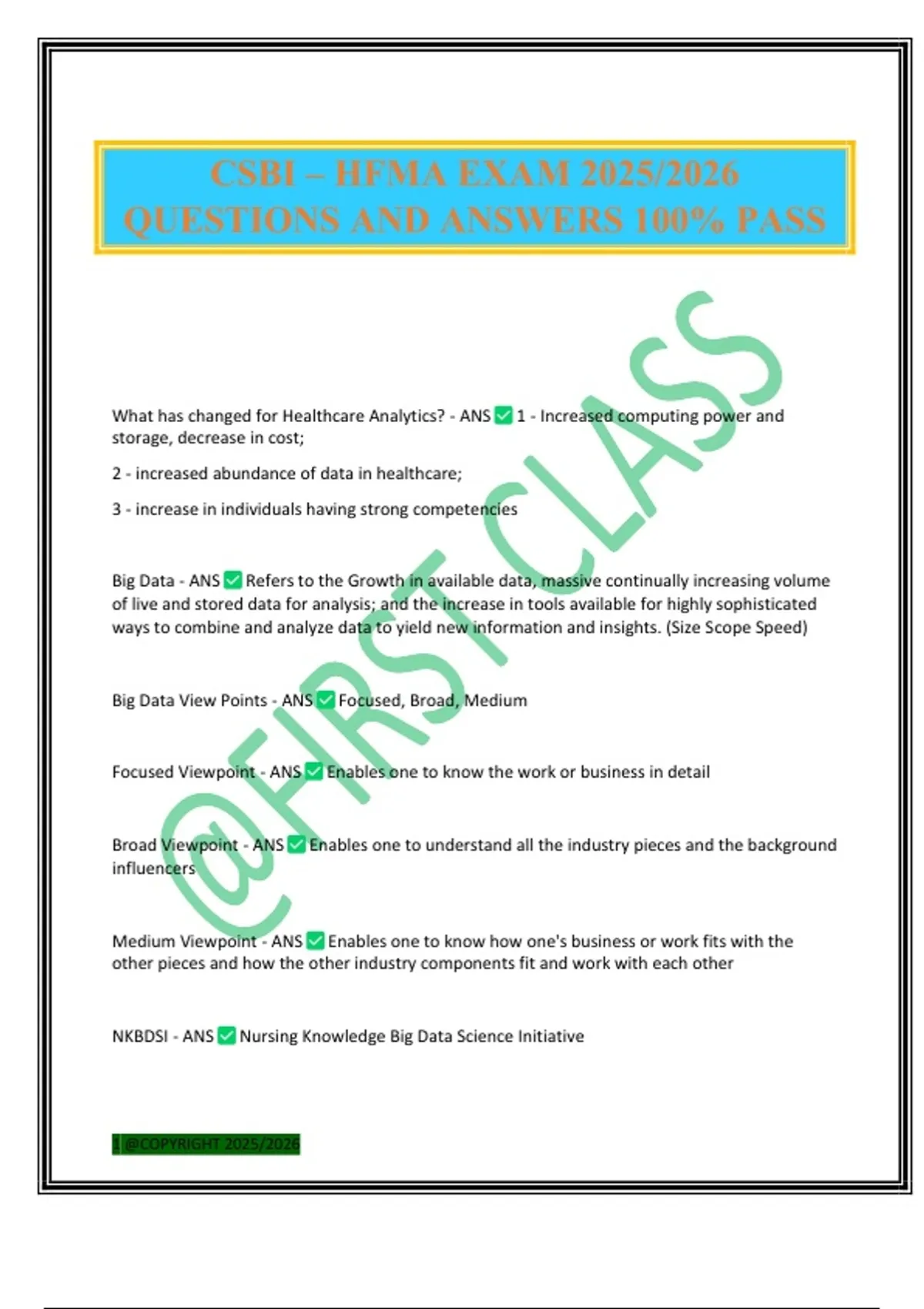 CSBI – HFMA EXAM 2025/2026 QUESTIONS AND ANSWERS 100% PASS - CSBI ...