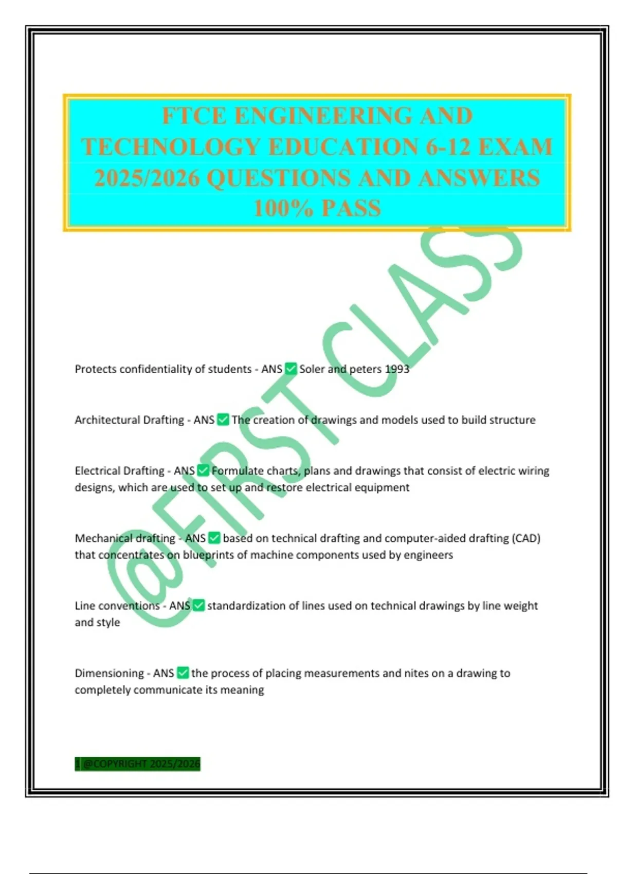 FTCE ENGINEERING AND TECHNOLOGY EDUCATION 6-12 EXAM 2025/2026 QUESTIONS ...