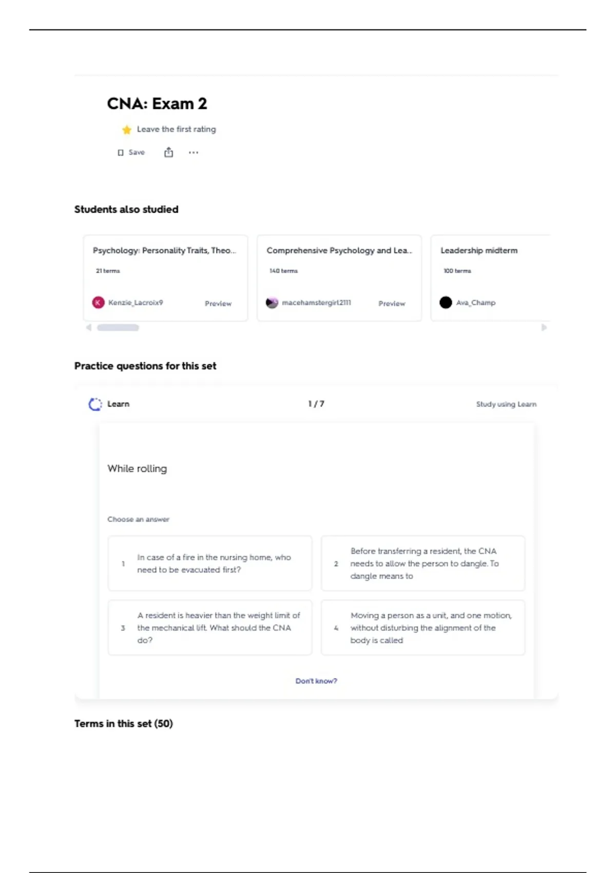 CNA Practice Exam: Emergency Procedures, Safety, and Body Mechanics ...