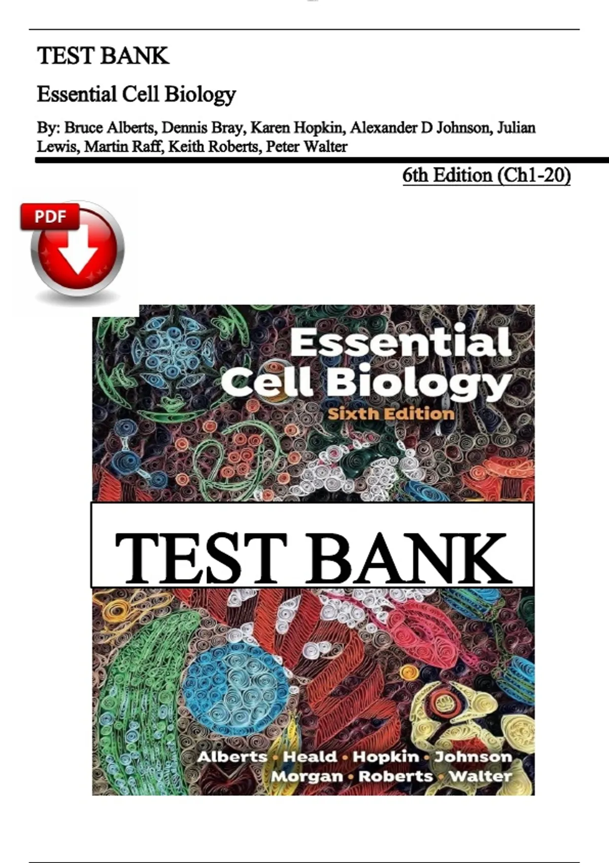 Test Bank – Essential Cell Biology, 6th Edition by Alberts (All ...
