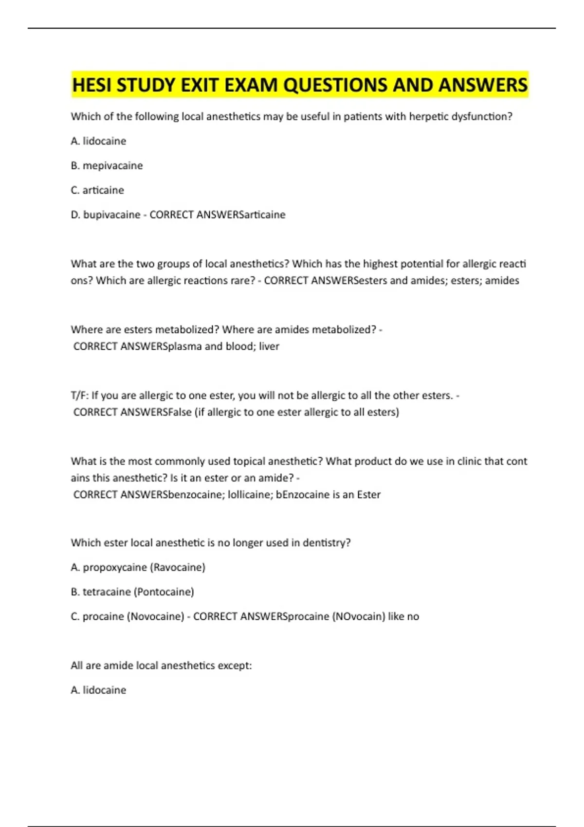 Hesi exit ACTUAL EXAM QUESTIONS WITH CORRECT DETAILRD ANSWERS RATED A+ ...