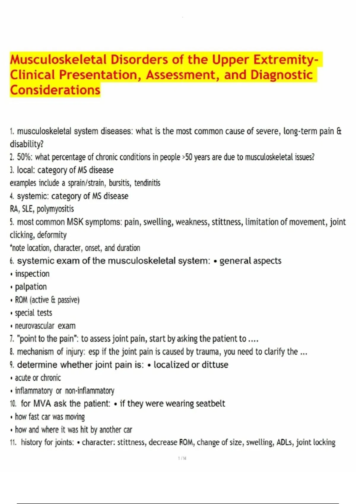 Musculoskeletal Disorders of the Upper Extremity- Clinical Presentation ...