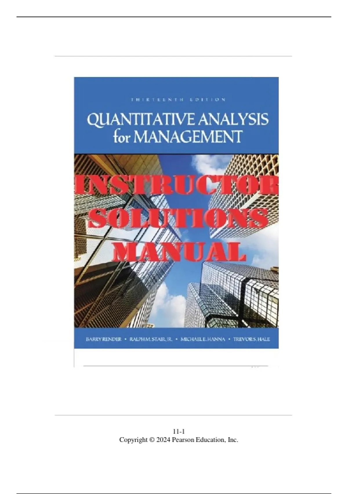 SOLUTIONS MANUAL for Quantitative Analysis for Management 13th Edition ...