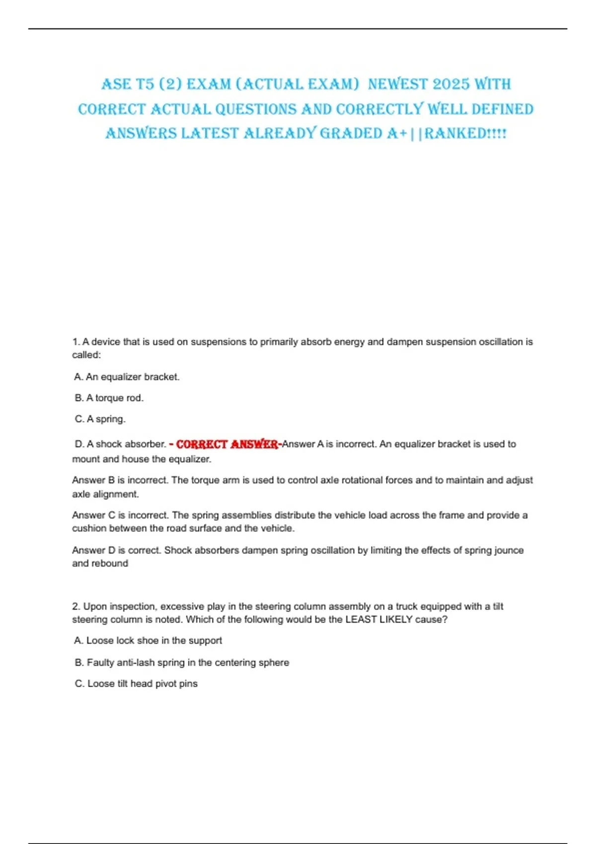 Ase T5 (2) exAm (AcTuAl exAm) NewesT 2025 wiTh correcT AcTuAl QuesTioNs ...