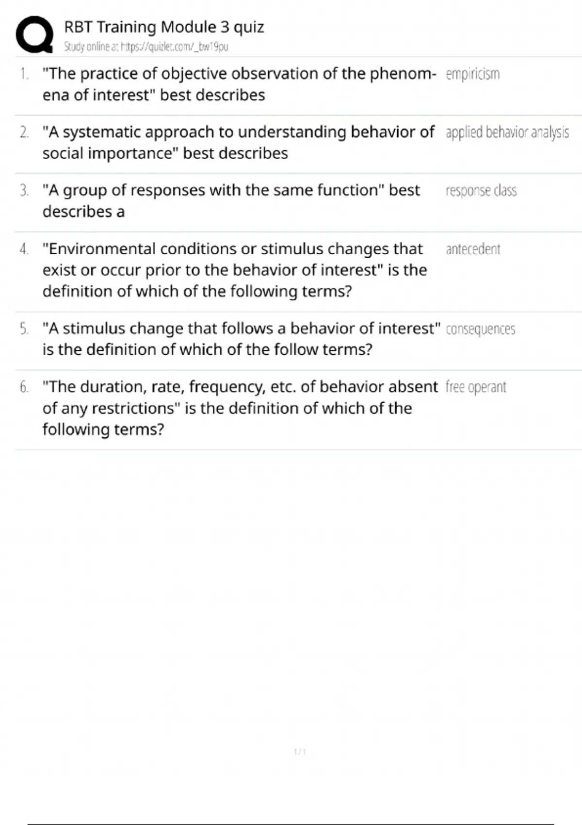 RBT Training Module 3 Quiz / 40-Hour Course Guide / 2025 Update / Score ...