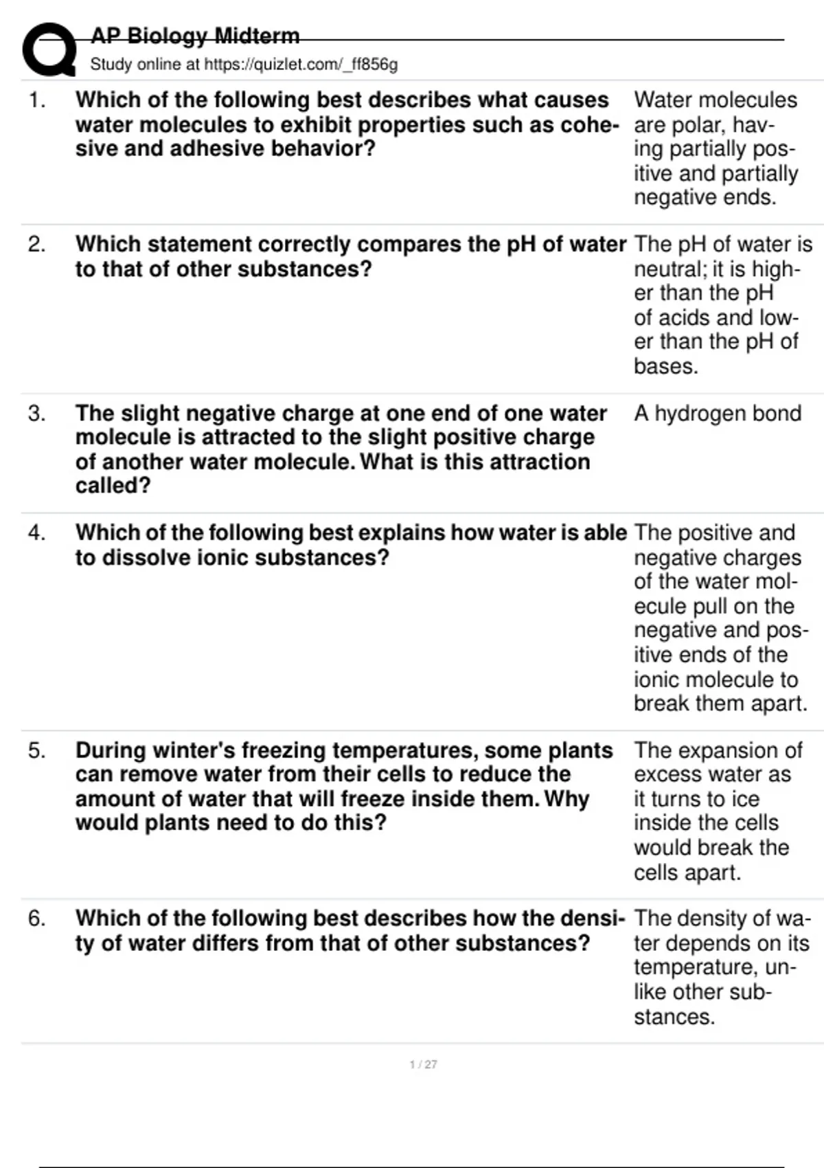 AP Biology Midterm Exam — Complete Questions, Answers & Rationales ...