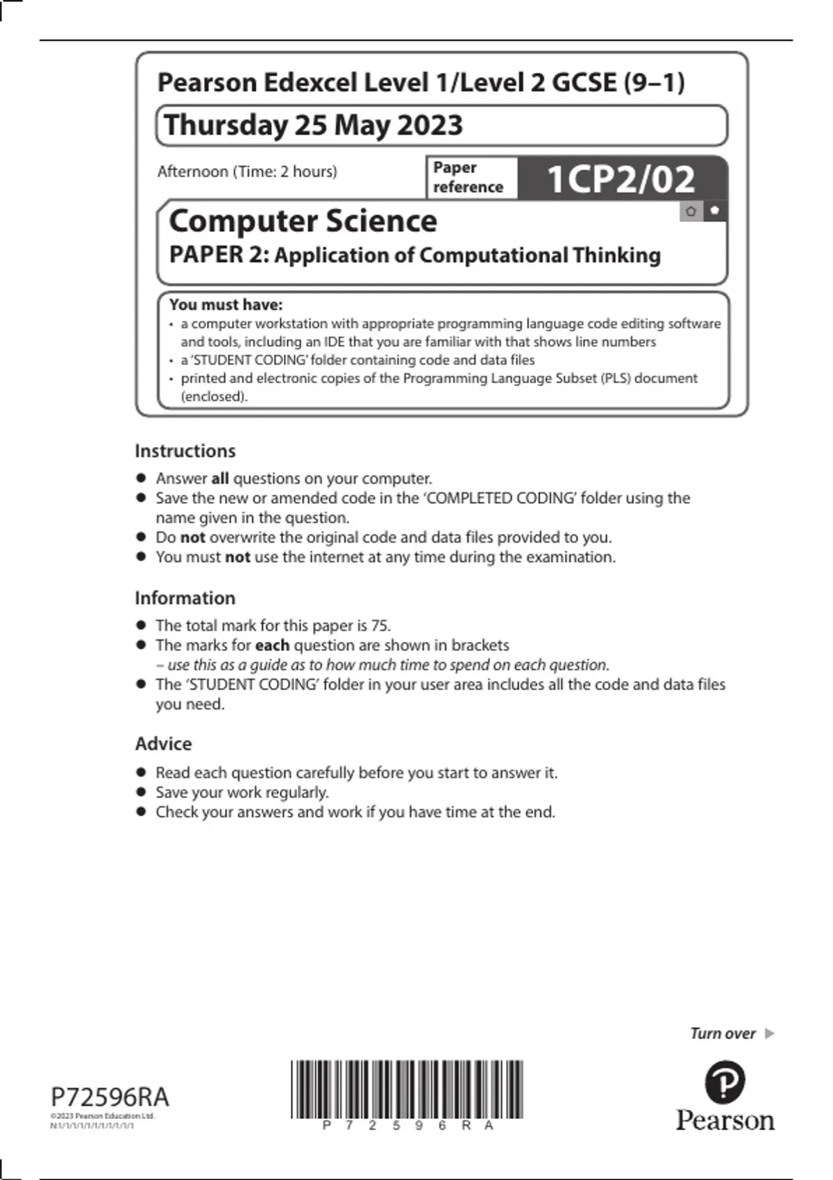 Pearson Edexcel GCSE Computer Science Paper 2 | Level 1/Level 2 Exam ...