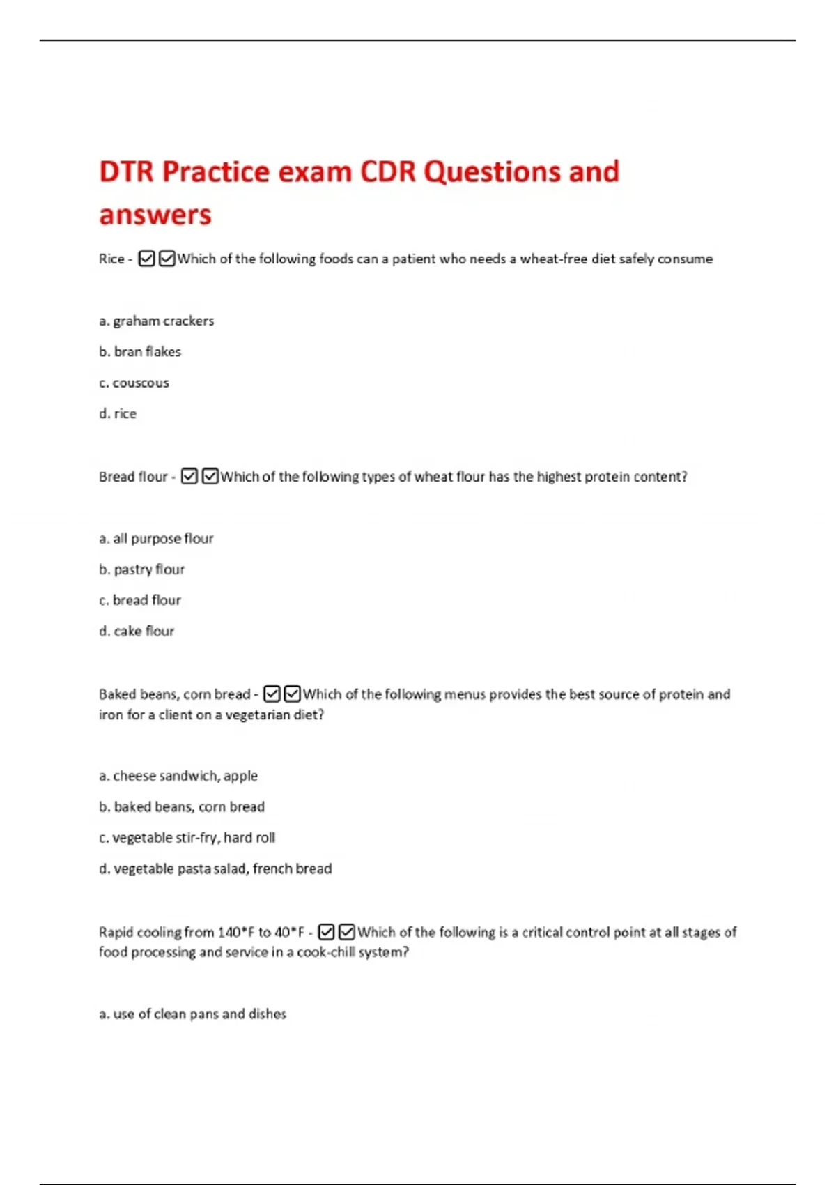 DTR Practice exam CDR Questions and answers - DTR CDR - Stuvia US