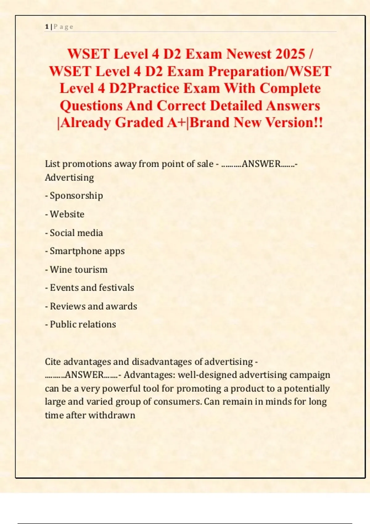 WSET Level 4 D2 Exam Newest 2025 / WSET Level 4 D2 Exam Preparation ...