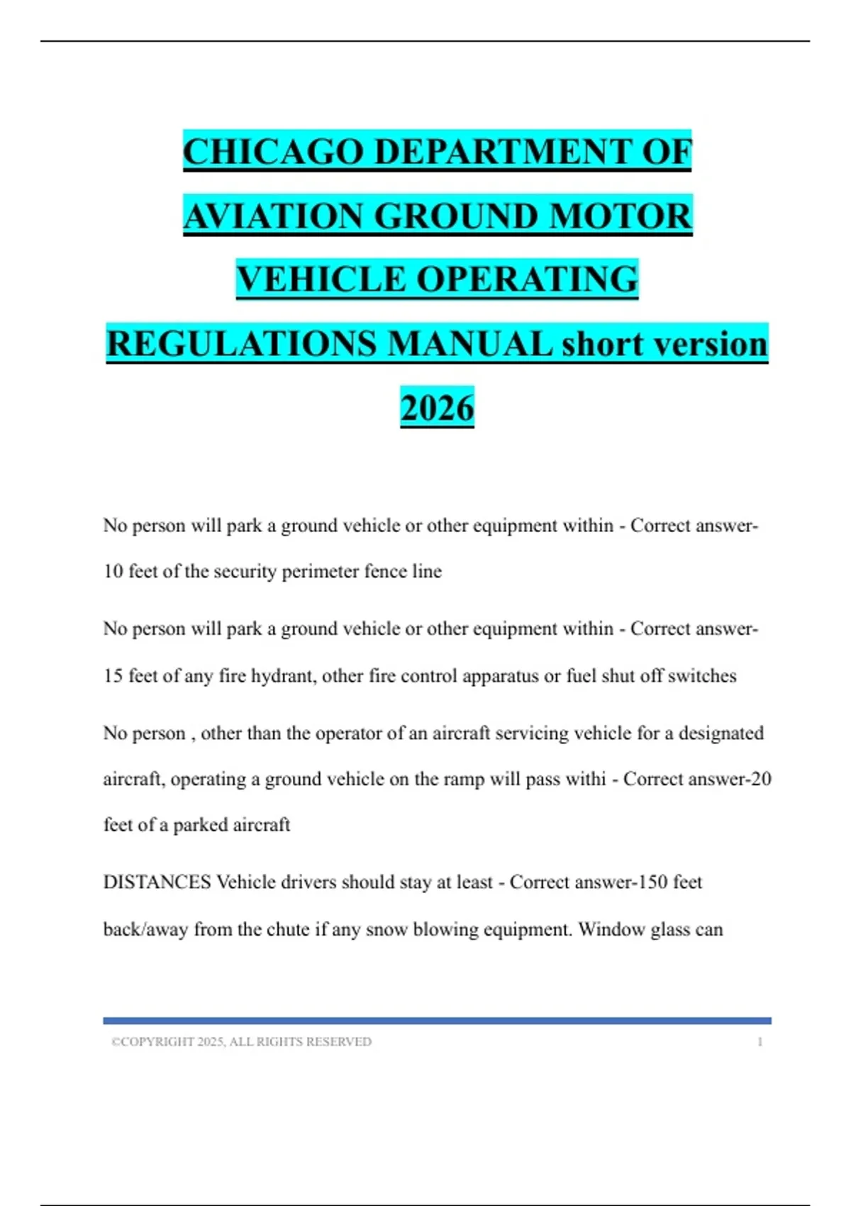 CHICAGO DEPARTMENT OF AVIATION GROUND MOTOR VEHICLE OPERATING ...