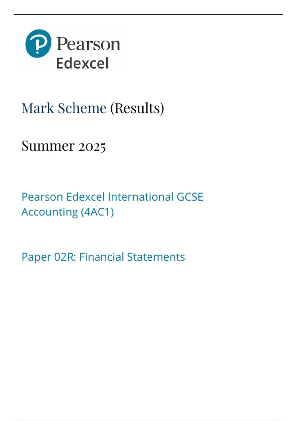 Pearson Edexcel IGCSE Accounting Level 1/2 PAPER 2R JUNE 2025 QUESTION ...