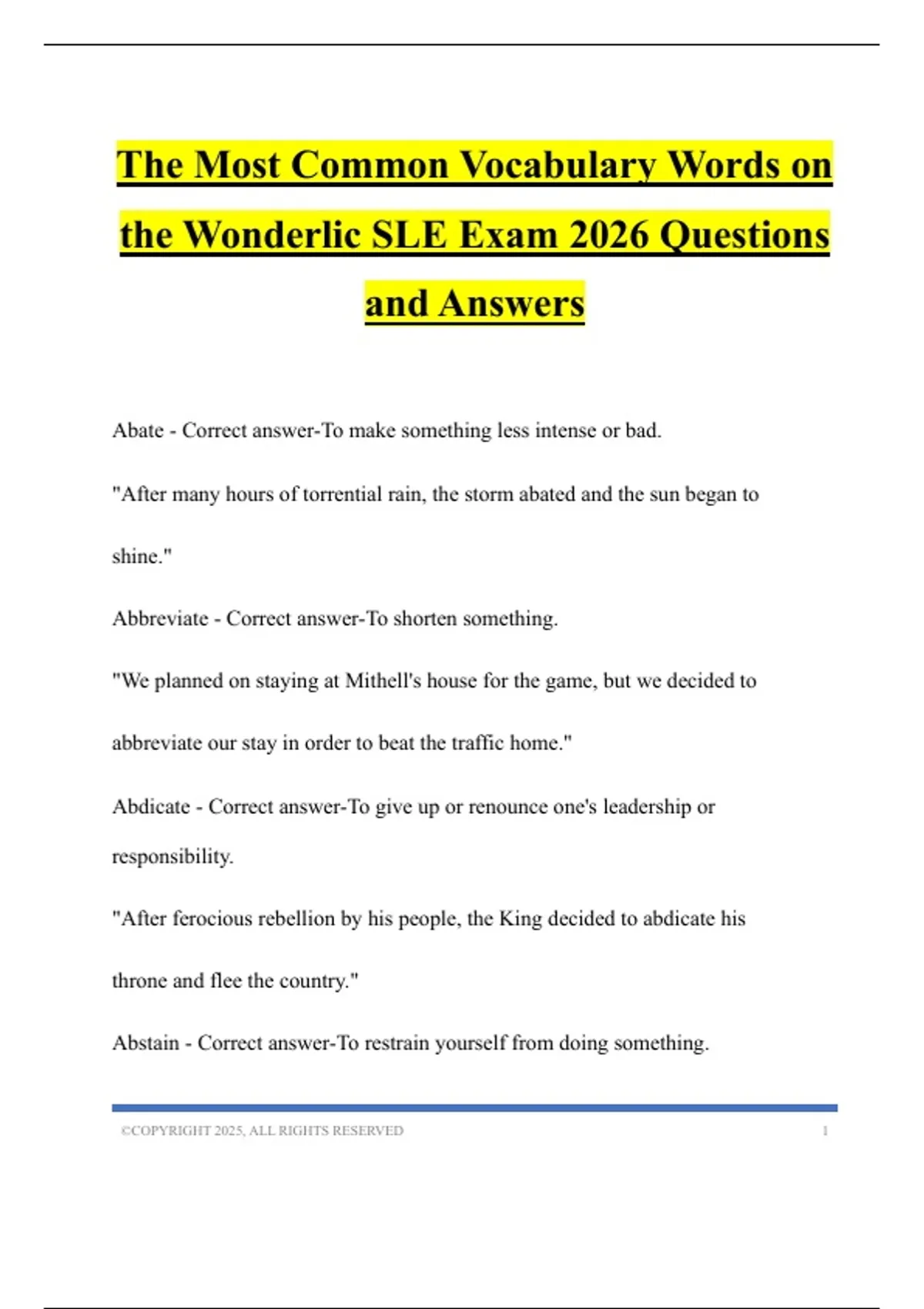 The Most Common Vocabulary Words on the Wonderlic SLE Exam 2026 ...