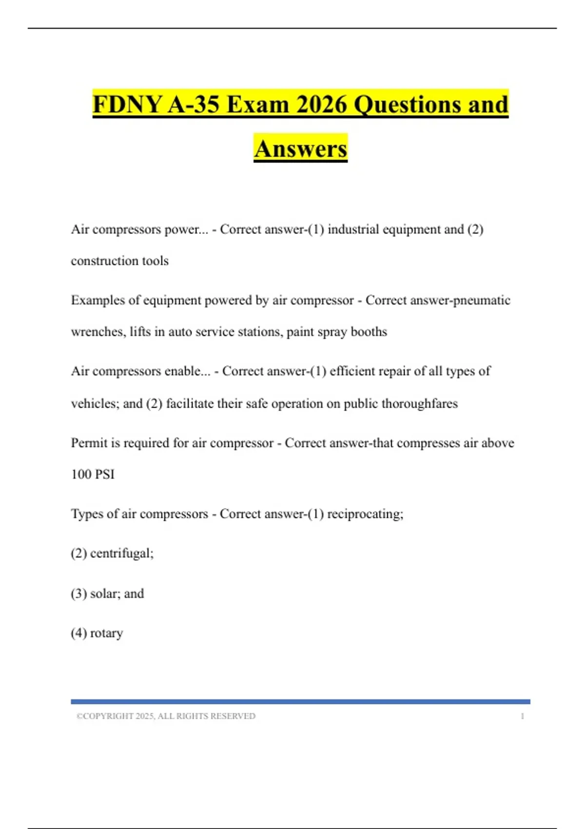 FDNY A-35 Exam 2026 Questions and Answers - WPC 480 ASU - Stuvia US