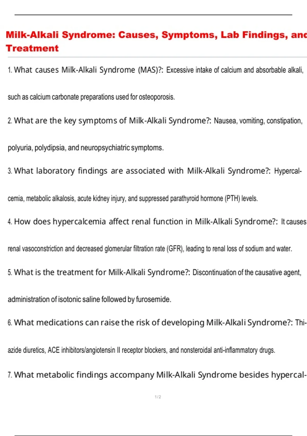 Milk-Alkali Syndrome: Causes, Symptoms, Lab Findings, and Treatment ...