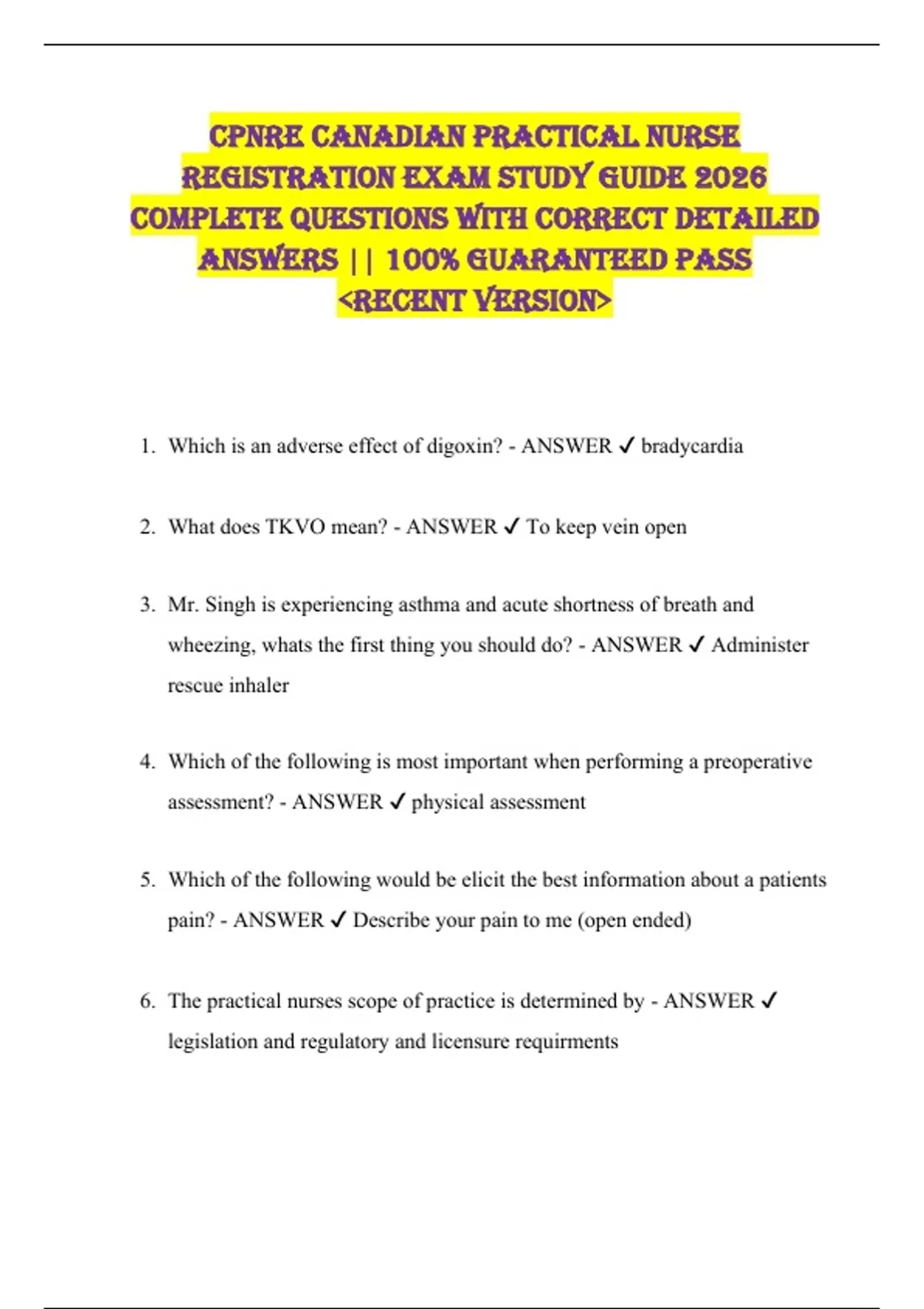 CPNRE Canadian Practical Nurse Registration Exam STUDY GUIDE 2026 ...