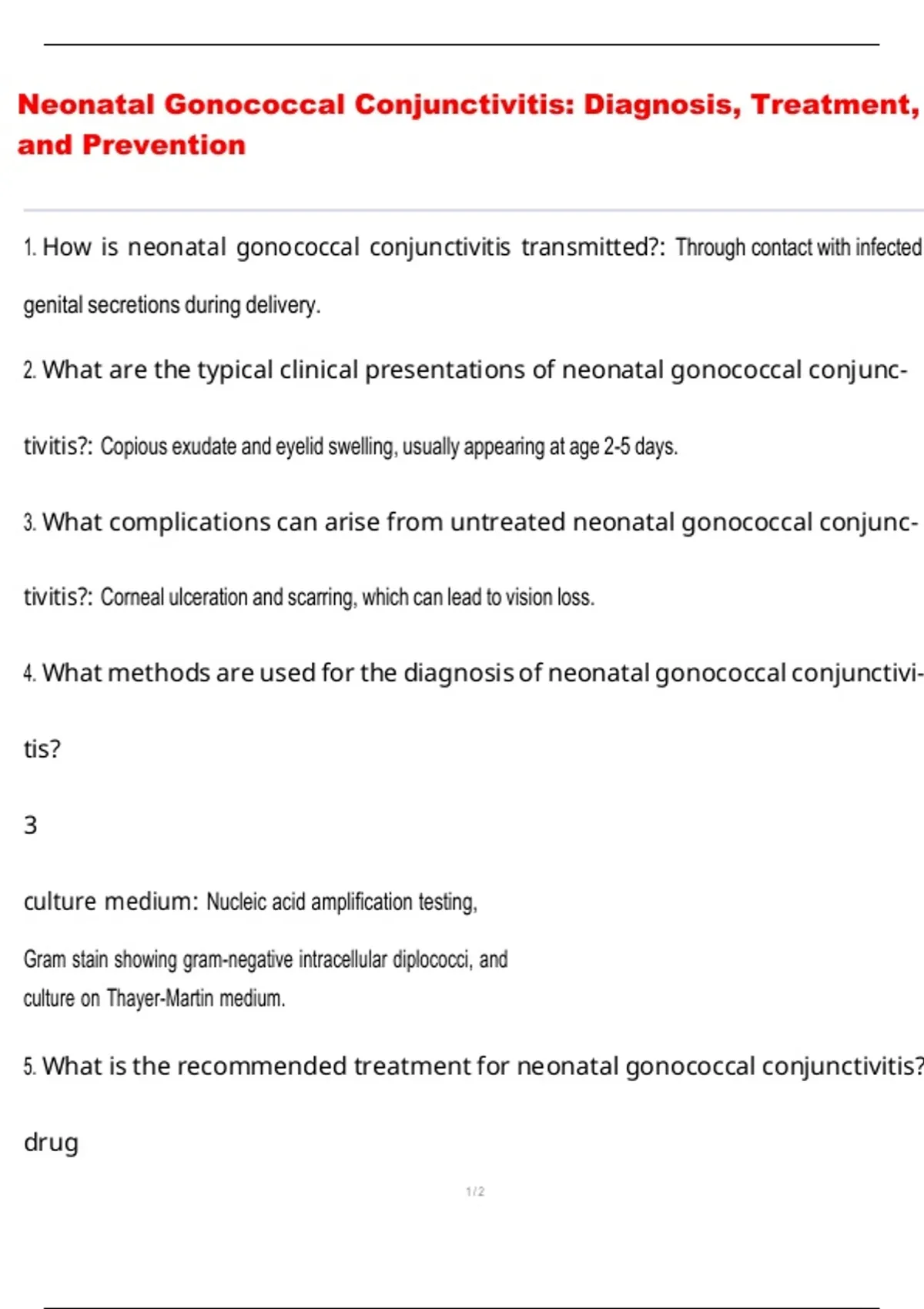 Neonatal Gonococcal Conjunctivitis: Diagnosis, Treatment, and ...