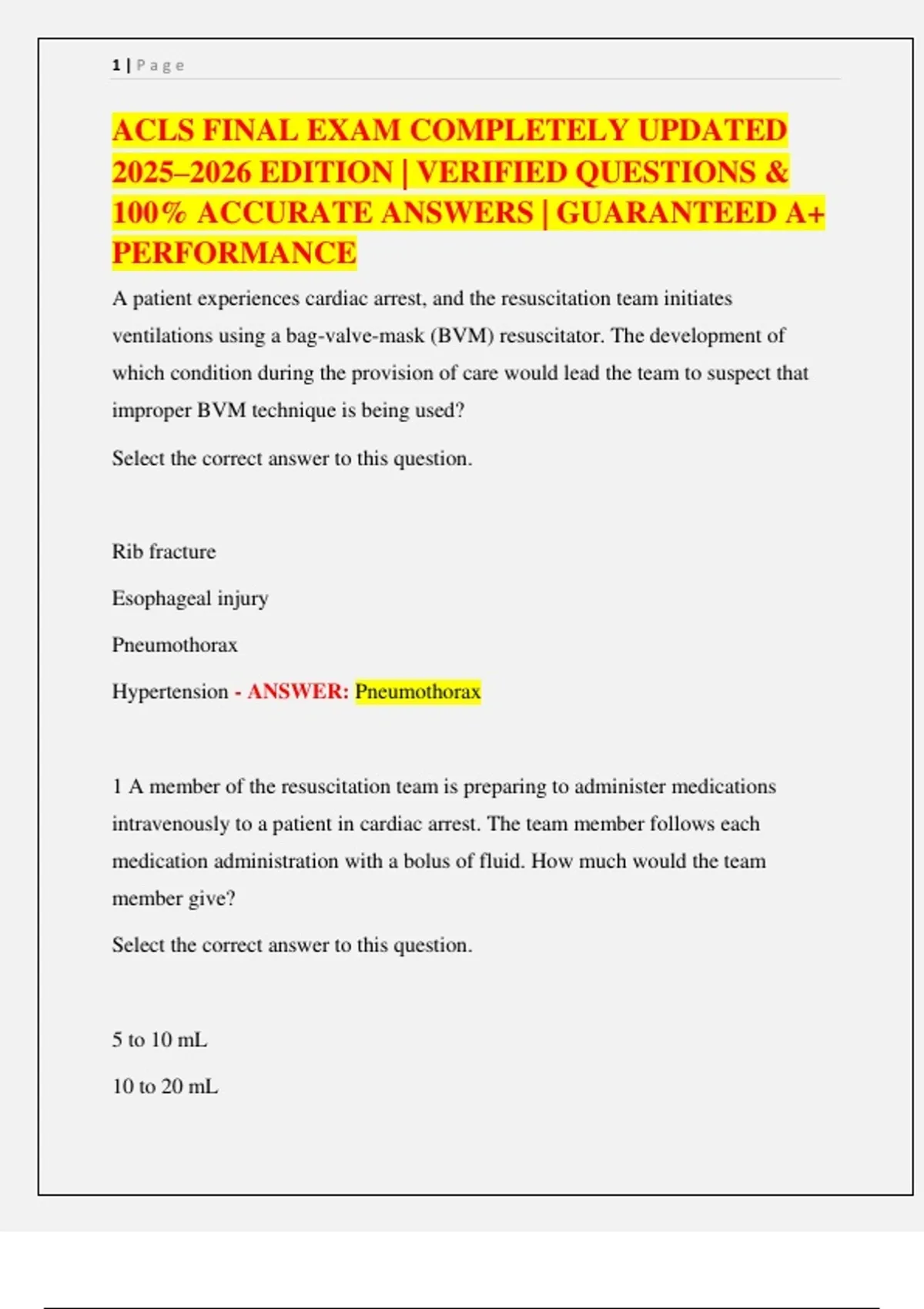 ACLS FINAL EXAM COMPLETELY UPDATED 2025–2026 EDITION | VERIFIED ...