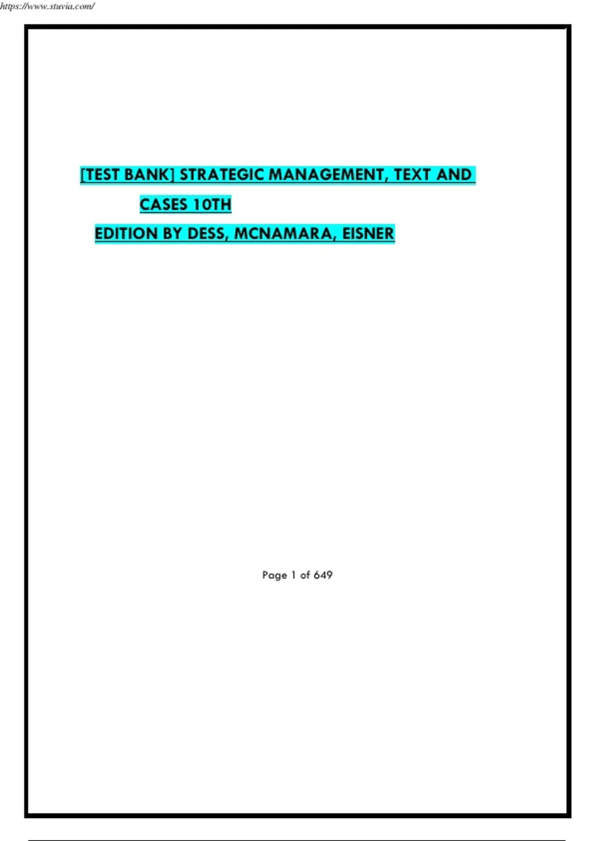 Strategic Management: Text and Cases (10th Edition, Dess, McNamara ...