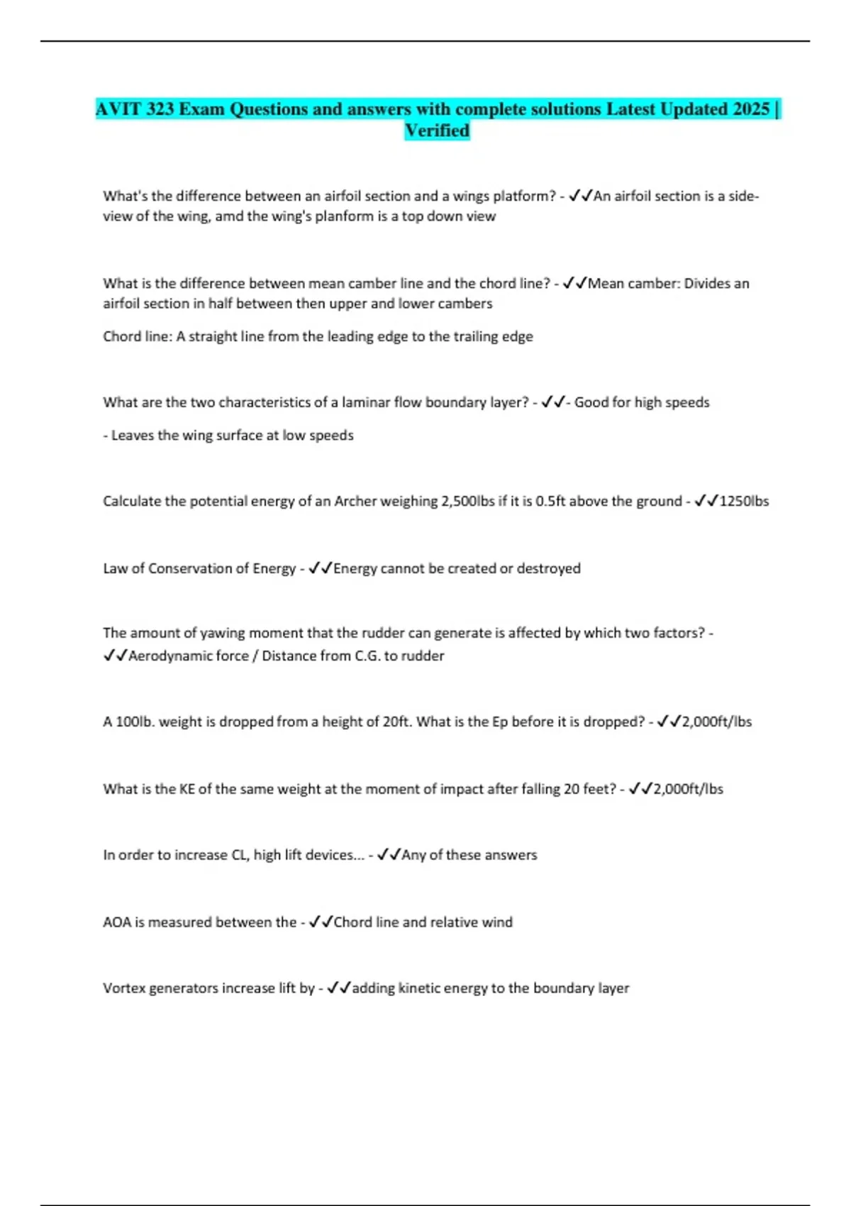 AVIT 323 Exam Questions and answers Latest Updated 2025 | All Latest ...