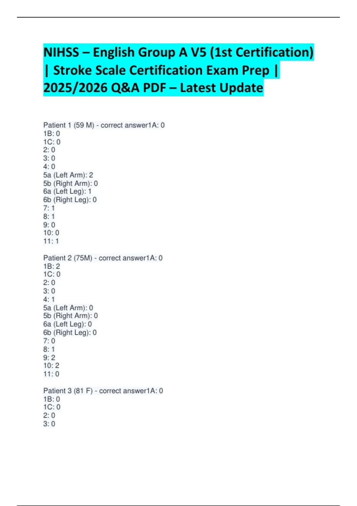 NIHSS English Group A V5 – 1st Certification | 2025/2026 Stroke Scale ...