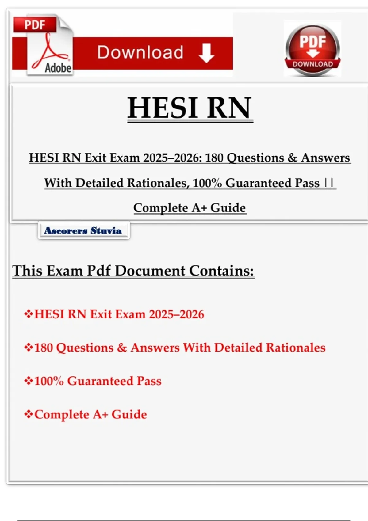 HESI RN Exit Exam 2025–2026: 180 Questions & Answers With Detailed ...