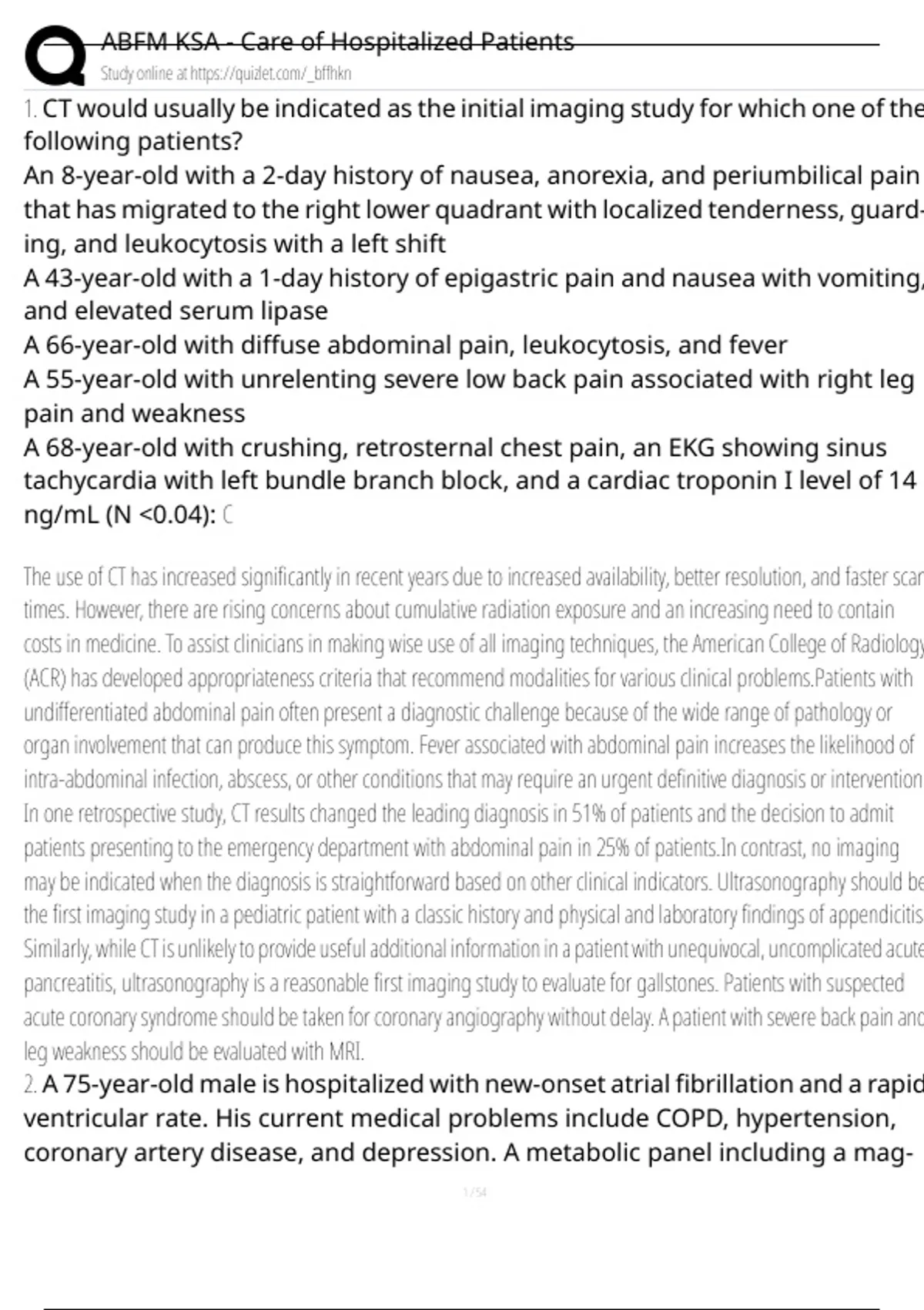 ABFM KSA - Care of Hospitalized Patients Questions and Correct Answers ...
