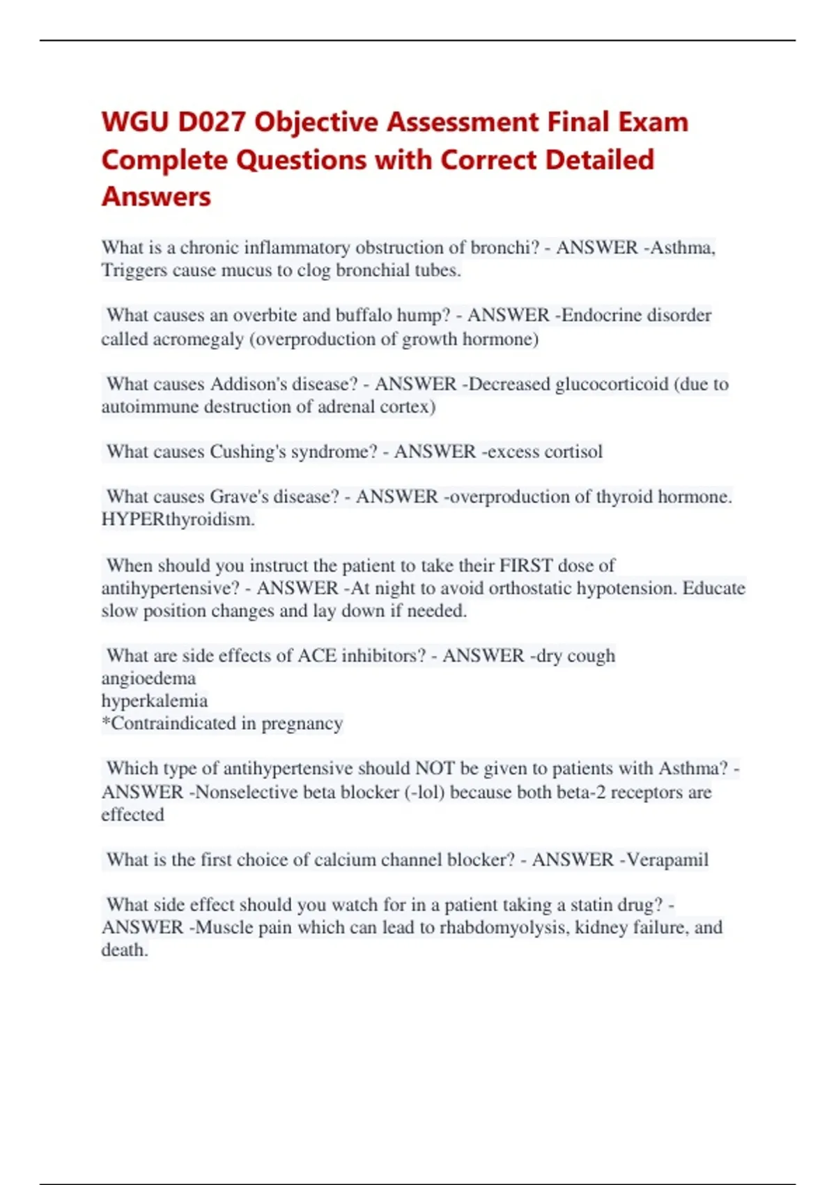WGU D027 Objective Assessment Final Exam Complete Questions with ...