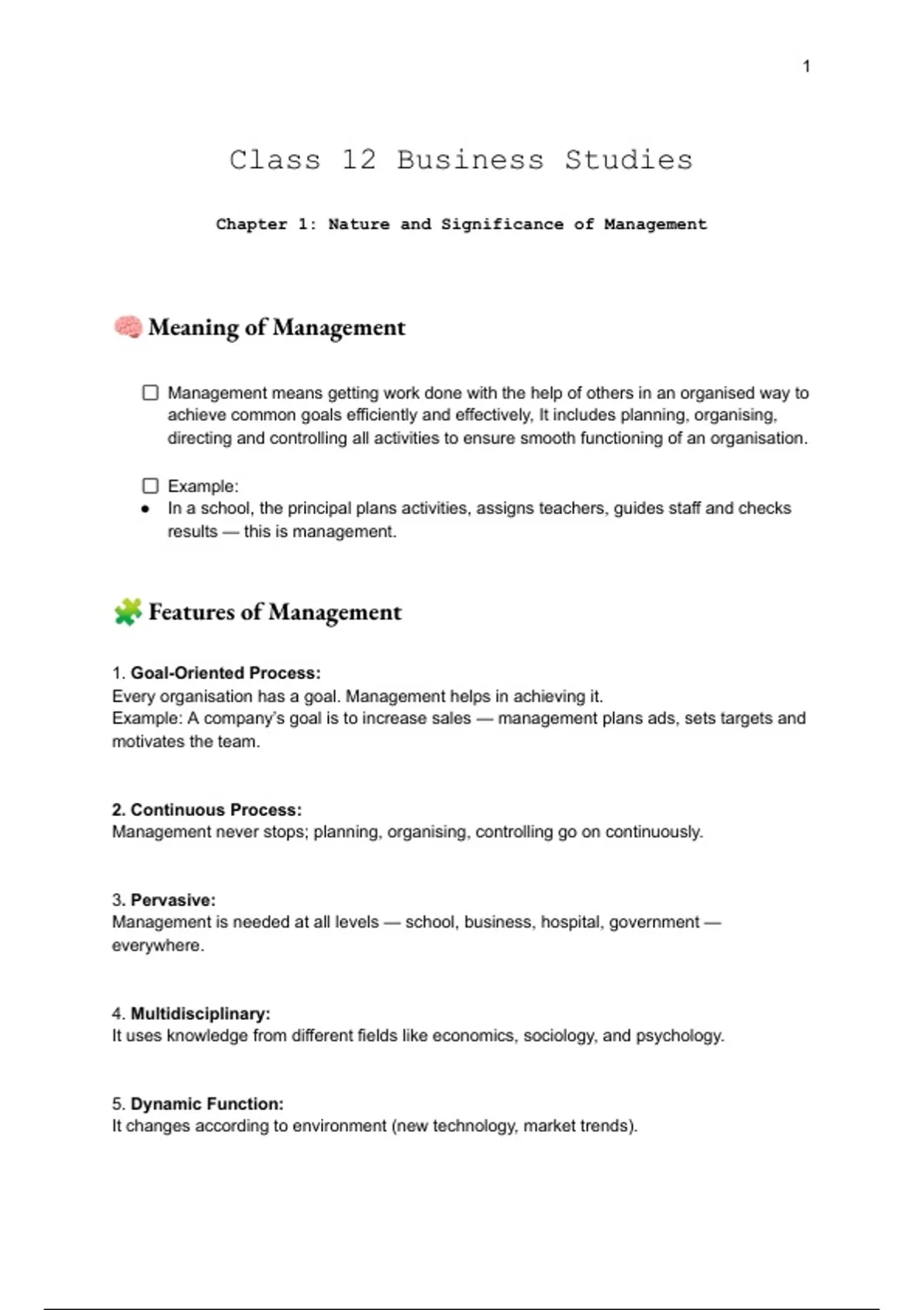 Class 12 business studies - chapter 1:Nature and Significance of ...