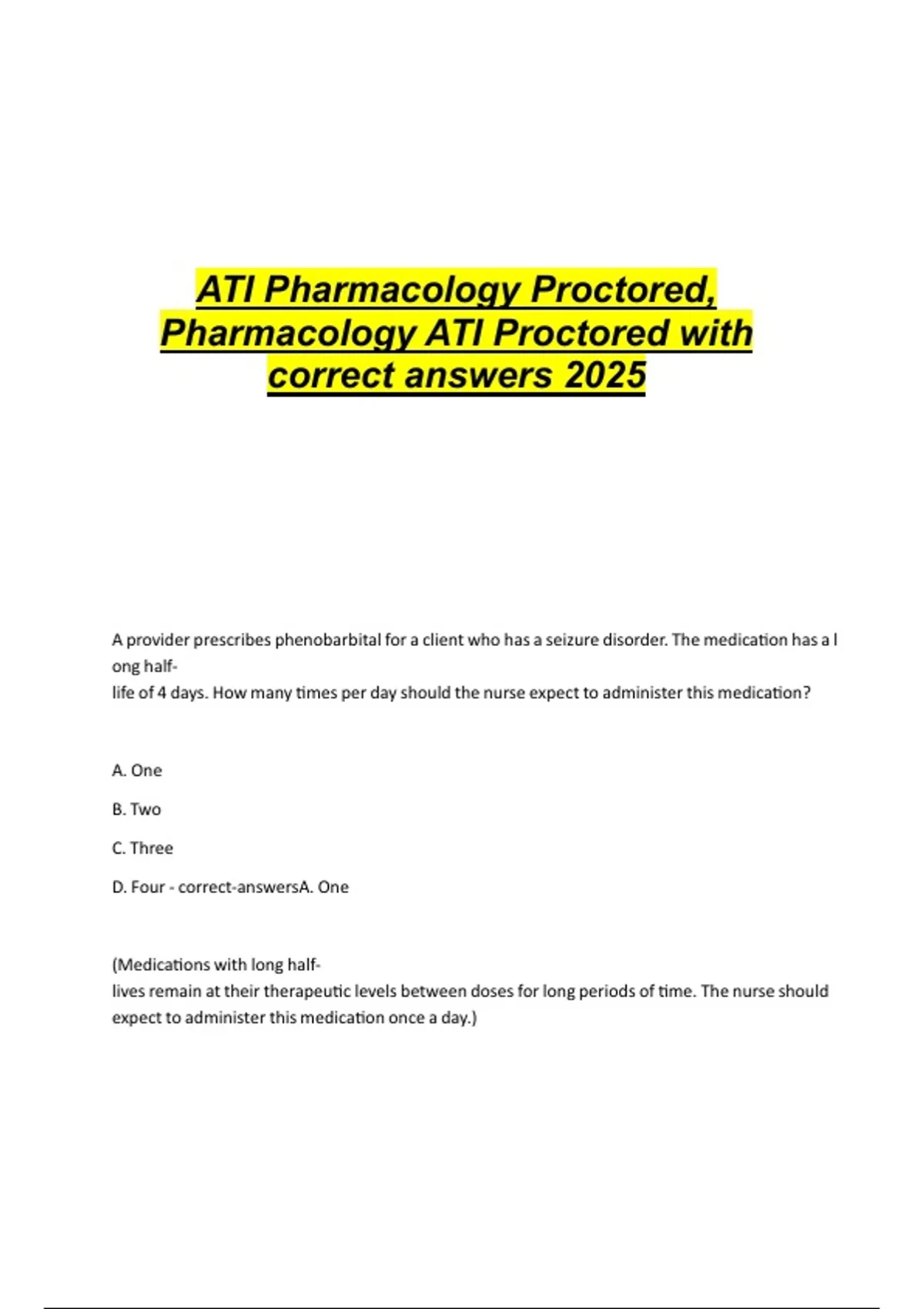 ATI Pharmacology Proctored, Pharmacology ATI Proctored with correct ...