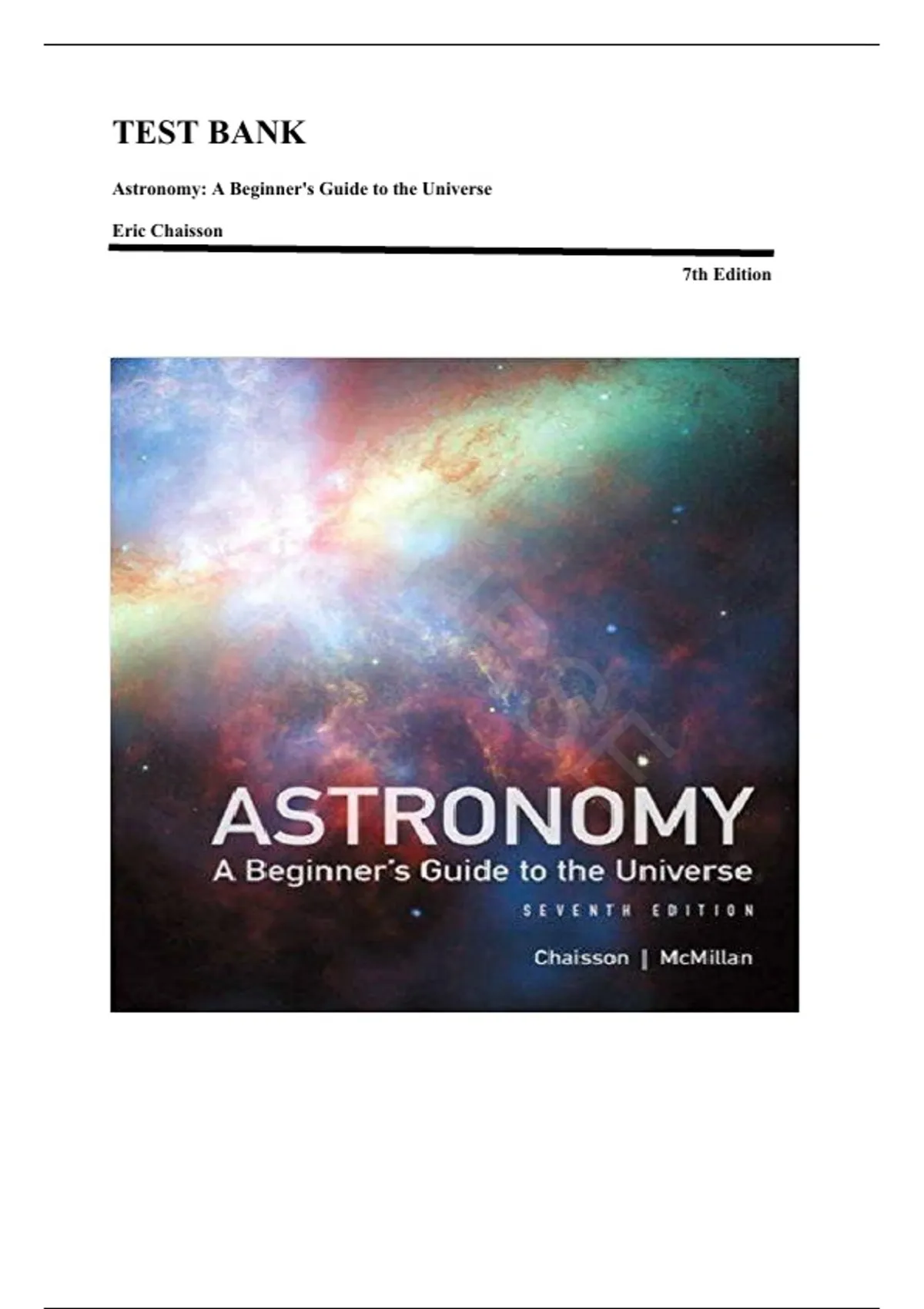 Test Bank for Astronomy: A Beginner's Guide to the Universe 7th Edition ...
