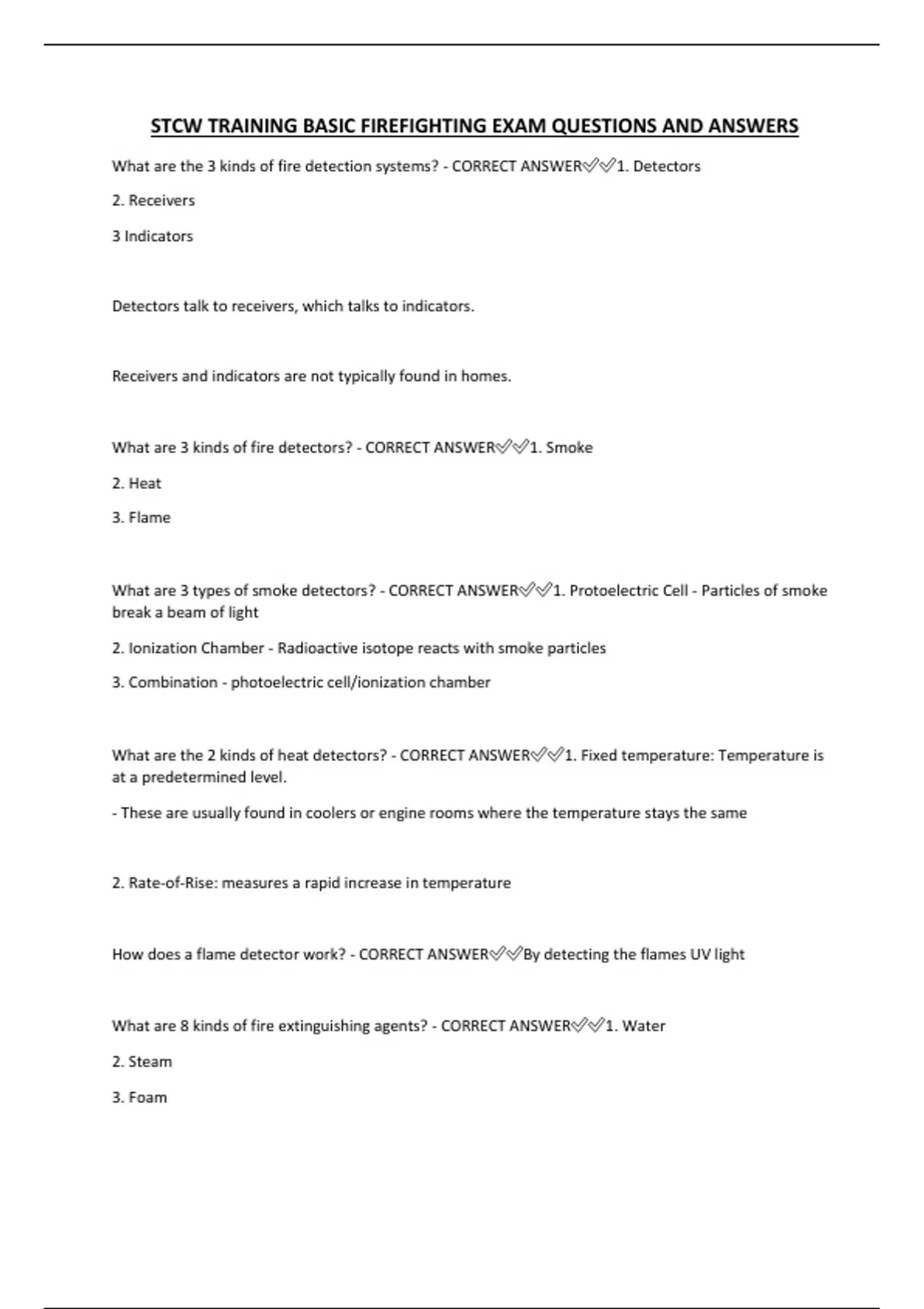 STCW TRAINING BASIC FIREFIGHTING EXAM QUESTIONS AND ANSWERS - STCW ...