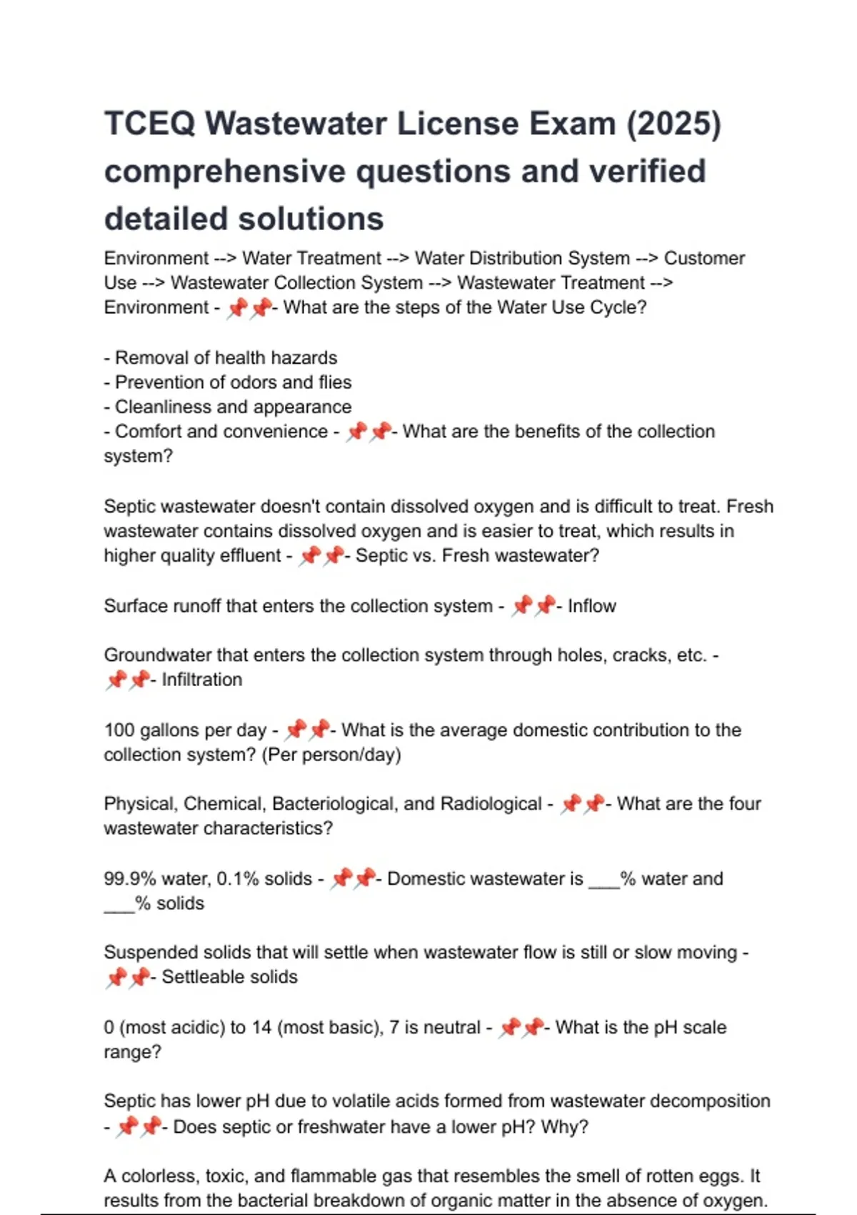 ABC Wastewater Certification Exam Practice Questions Test Bank Study ...
